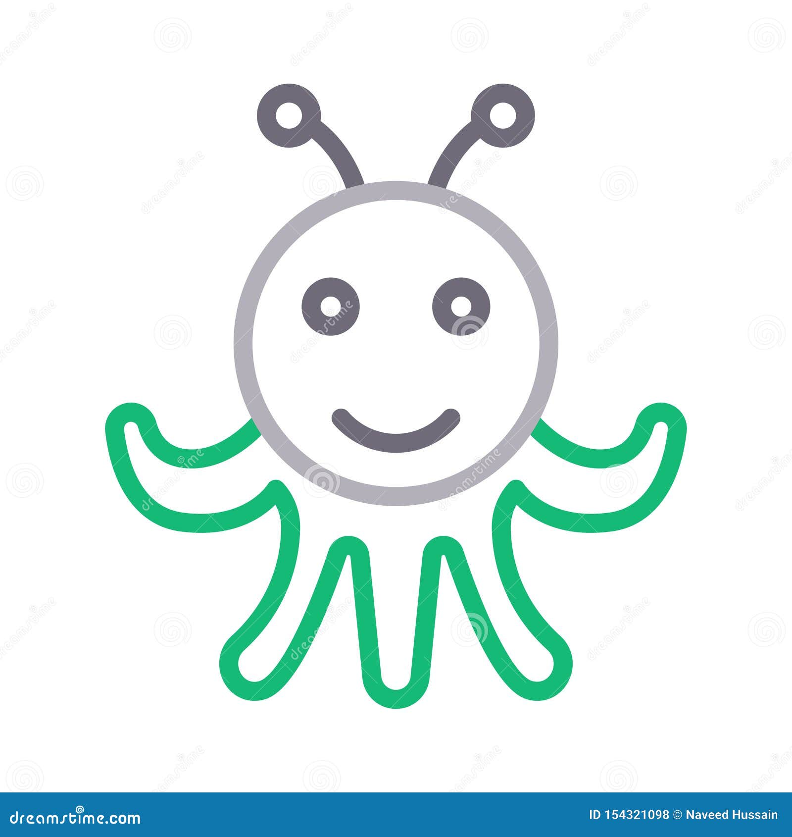 Alien colour line icon stock vector. Illustration of cute - 154321098