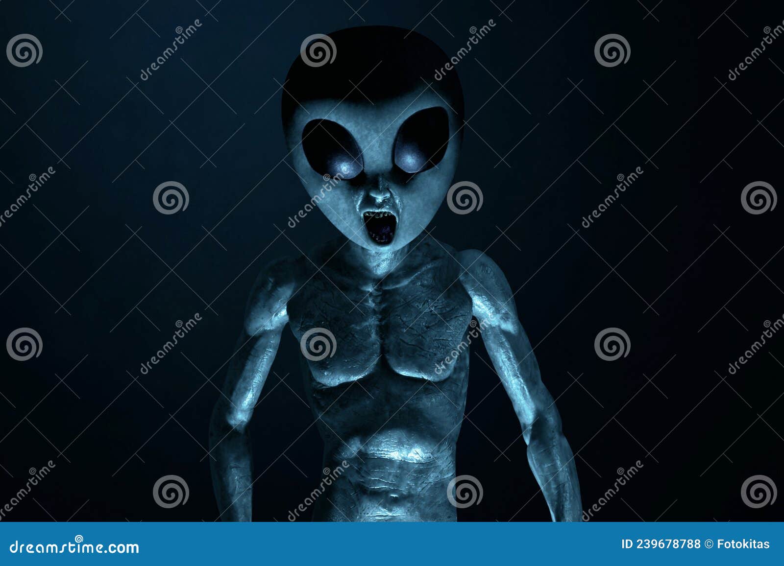 Alien Creature on Black Backgrounds Stock Illustration - Illustration ...