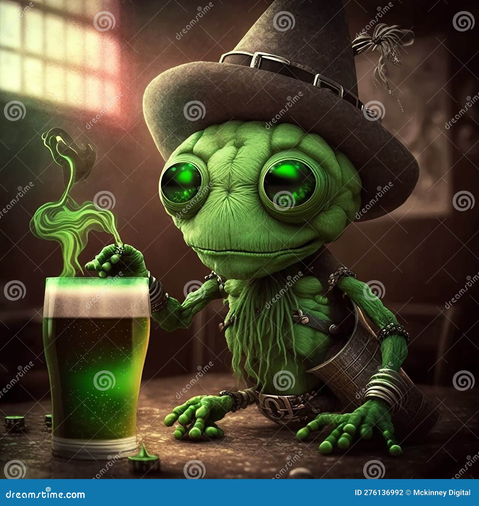 Alien Creature Celebrating St. Patrick S Day. Ai Generated. Stock ...