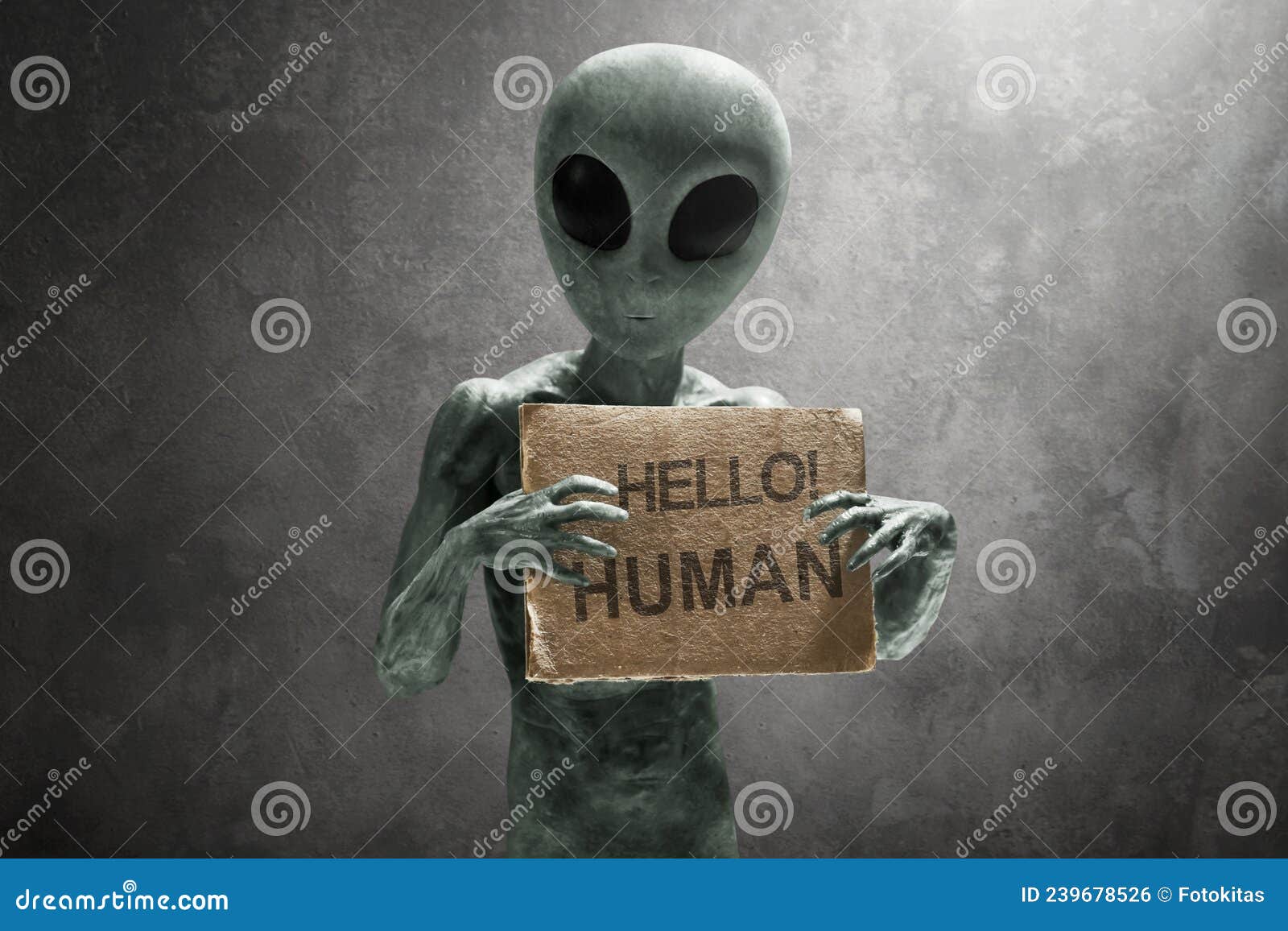 Alien Creature Hold Cardboard Sign Stock Photo - Image of earth ...