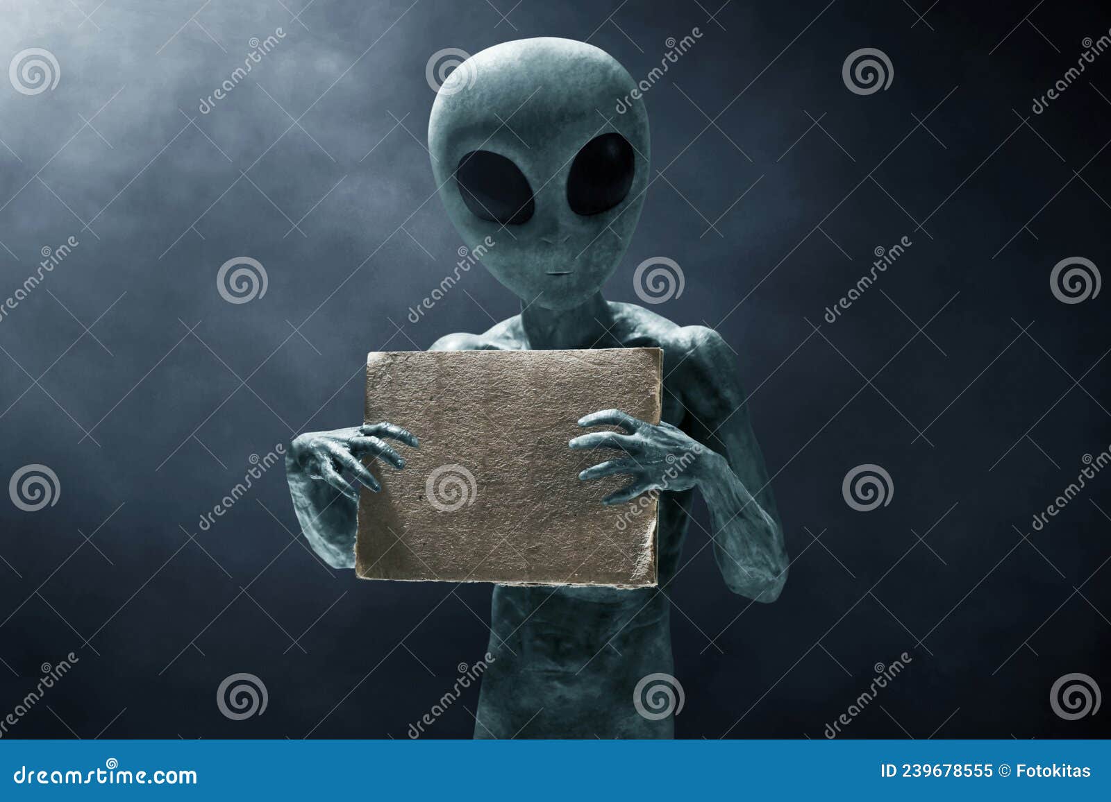 Alien Creature Hold Cardboard Sign Stock Image - Image of blank ...