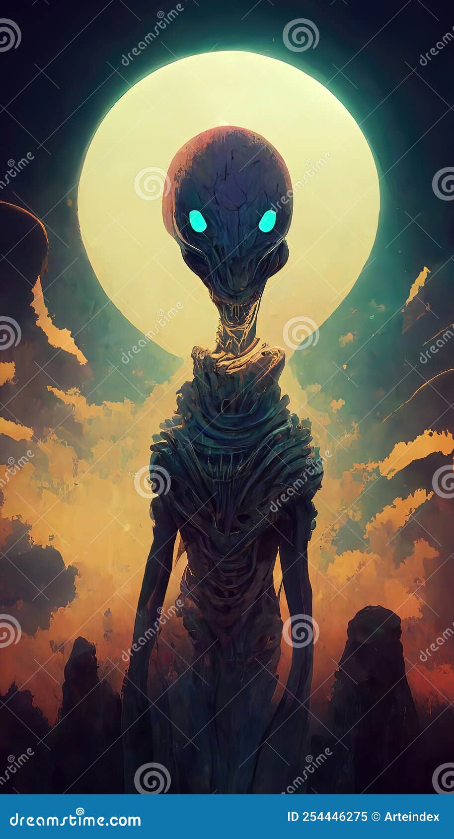 Alien Creature, Outer Space Martian Stock Illustration - Illustration ...