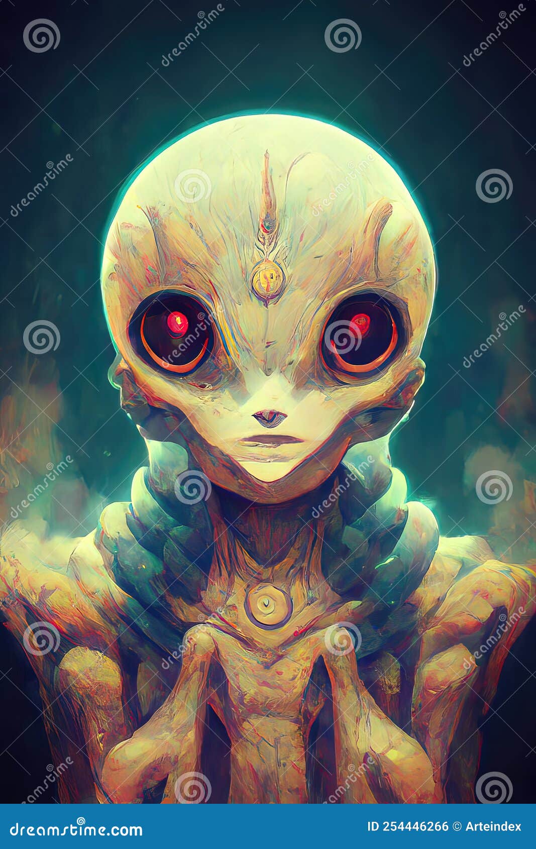 Alien Creature, Outer Space Martian Stock Illustration - Illustration ...