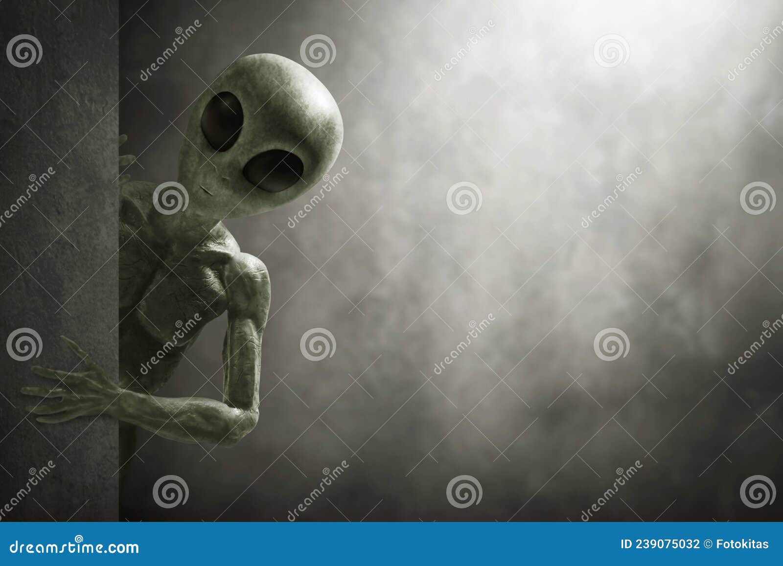 Alien Creature Peeking Behind the Wall Stock Illustration ...