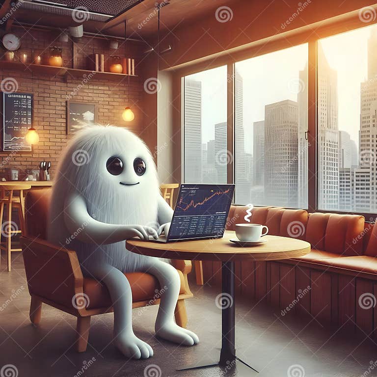 An Alien Creature Sitting in a Modern Room Stock Illustration ...