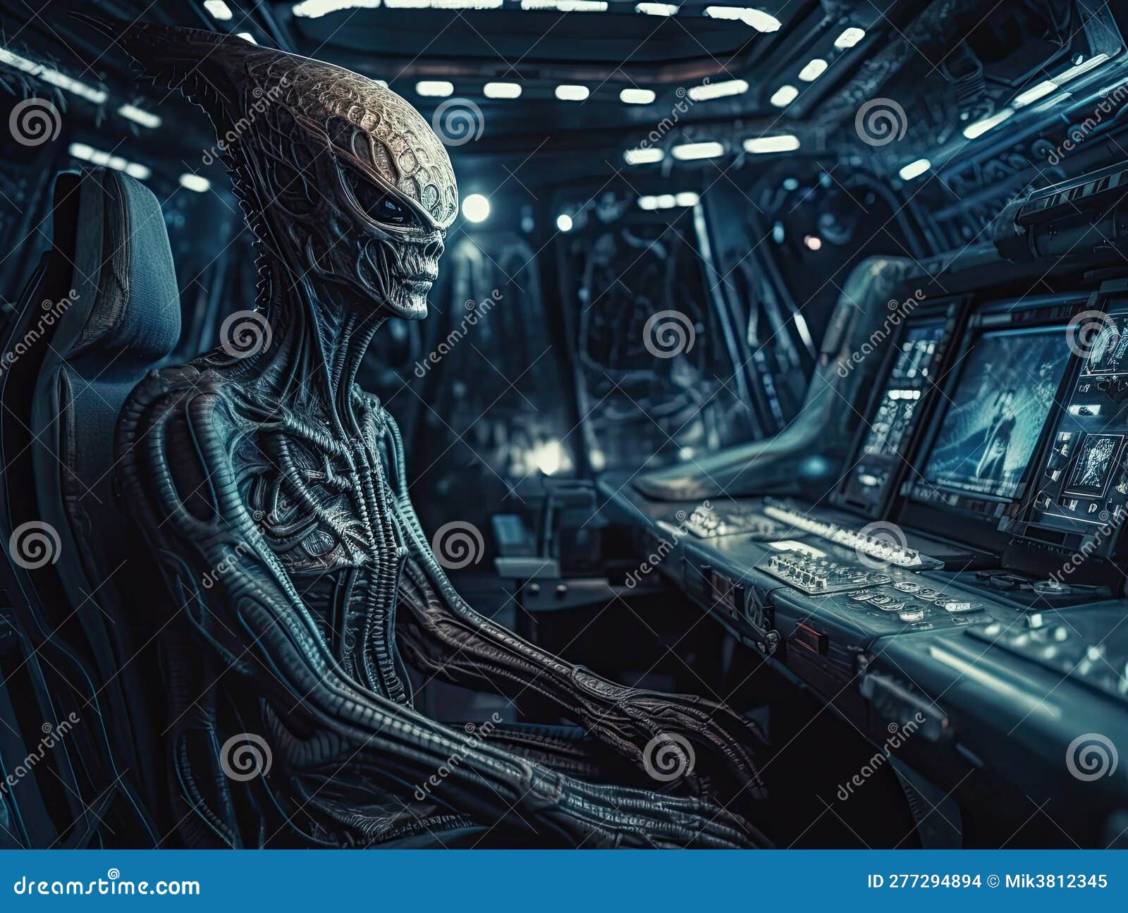 Alien Creature in a Spaceship. Stock Illustration - Illustration of ...