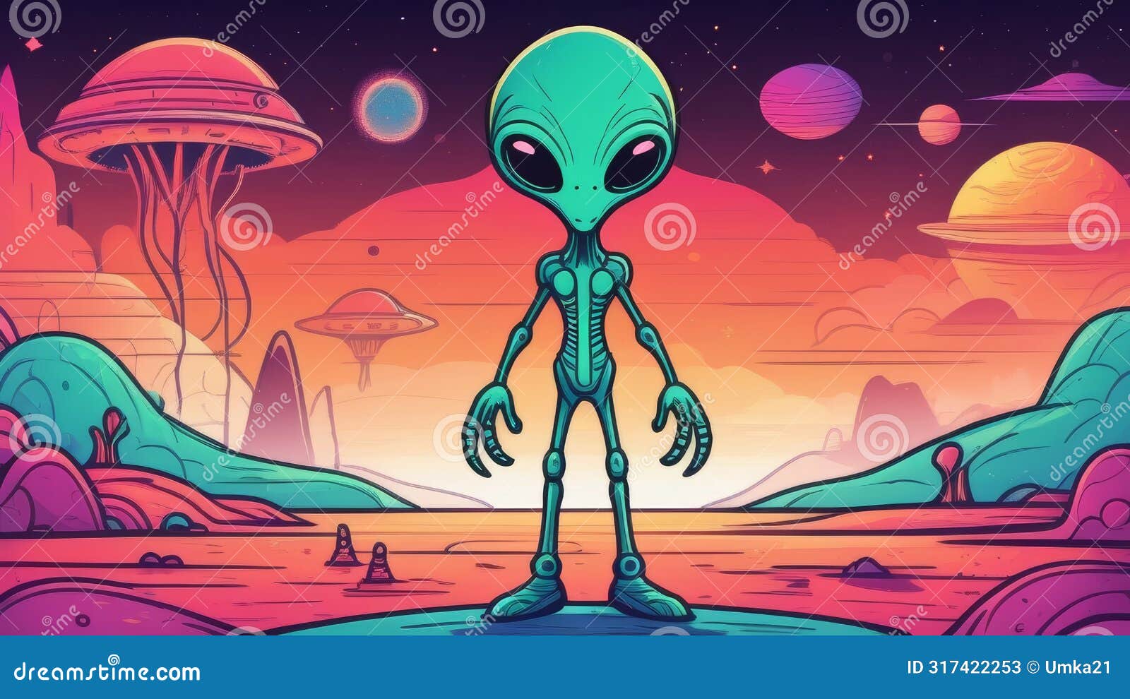 An Alien Creature Stands in the Middle of the Extraterrestrial ...