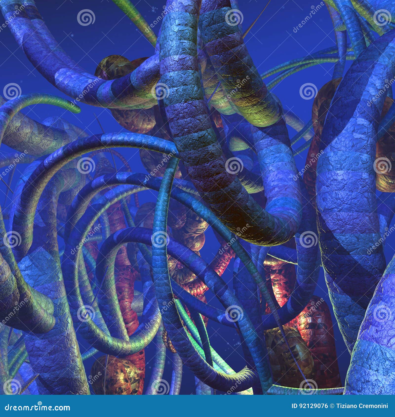 Alien Creatures and Plants on an Unknown Planet Stock Illustration ...