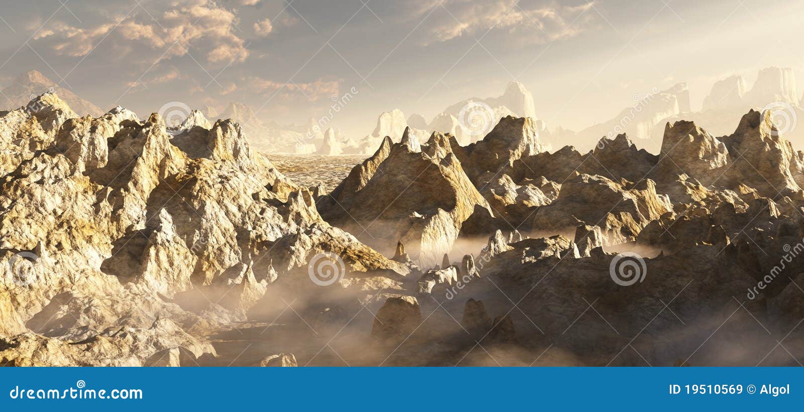 Alien Desert Canyon in the Clouds Stock Illustration - Illustration of ...