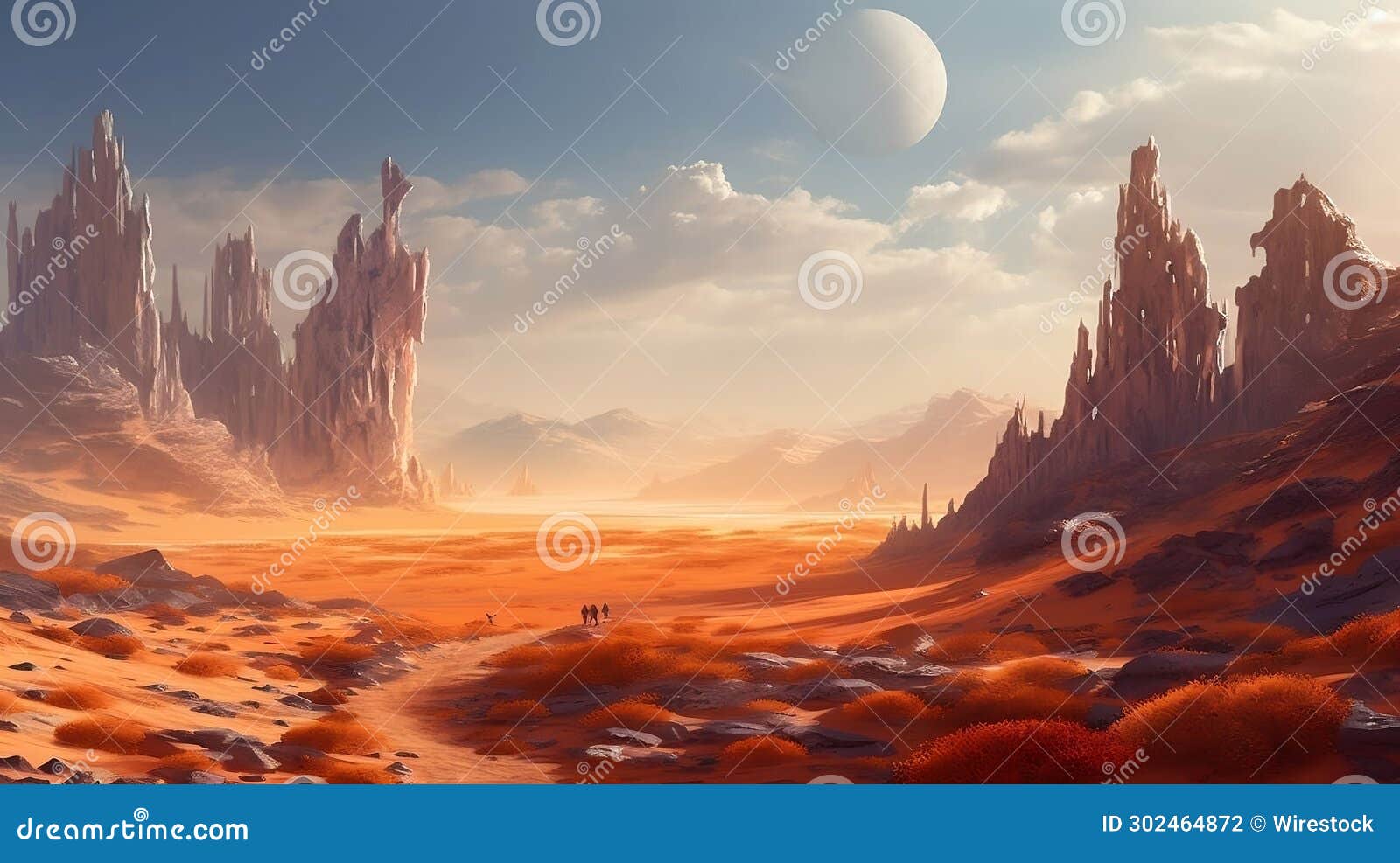 Alien Desert Landscape with Large Cliffs Against the Backdrop of a Sky ...