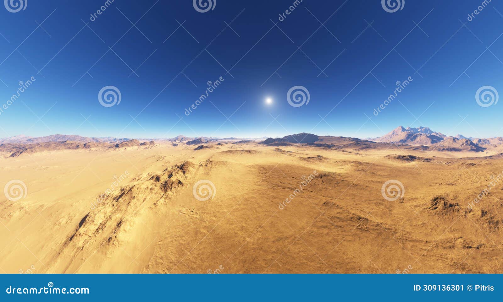 Alien Desert Planet, Rocky Exoplanet In Empty Space Background Royalty ...