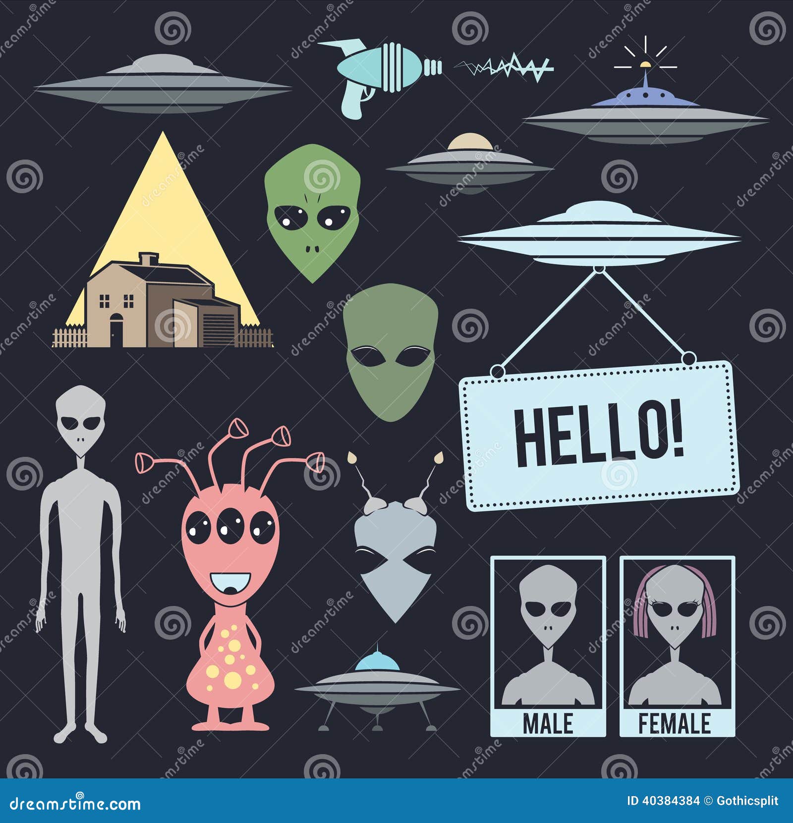 Alien design elements stock vector. Illustration of kidnapping - 40384384