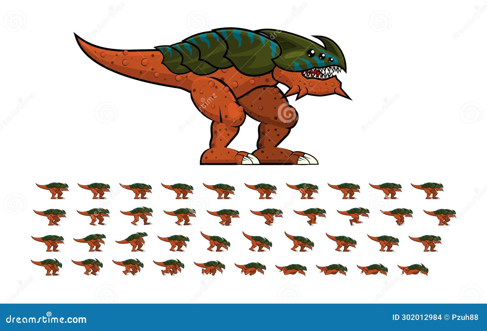 Alien Dinosaur Monster Animated Character Sprite Stock Vector ...