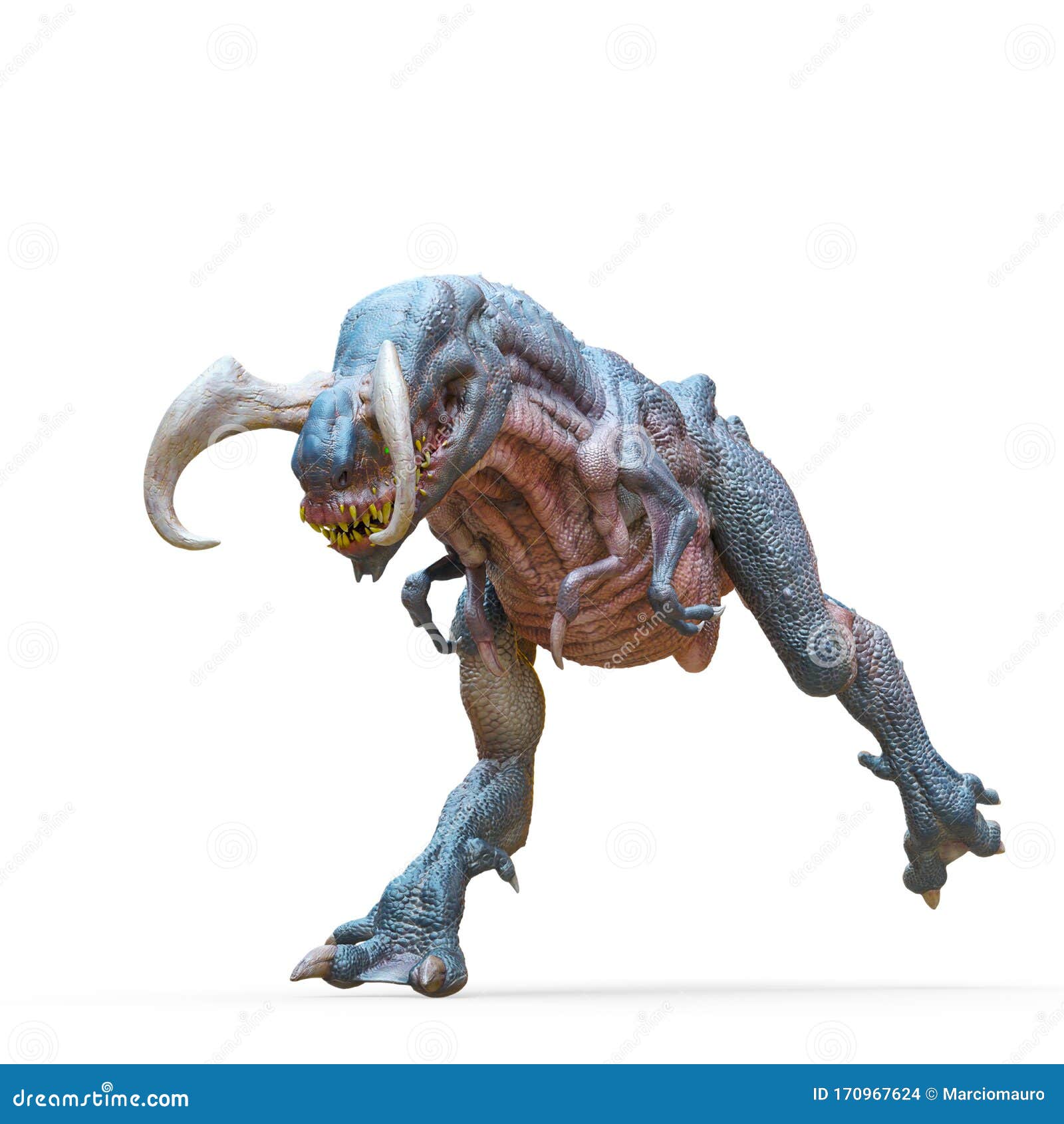 Alien Dinosaur Running in a White Background Stock Illustration ...