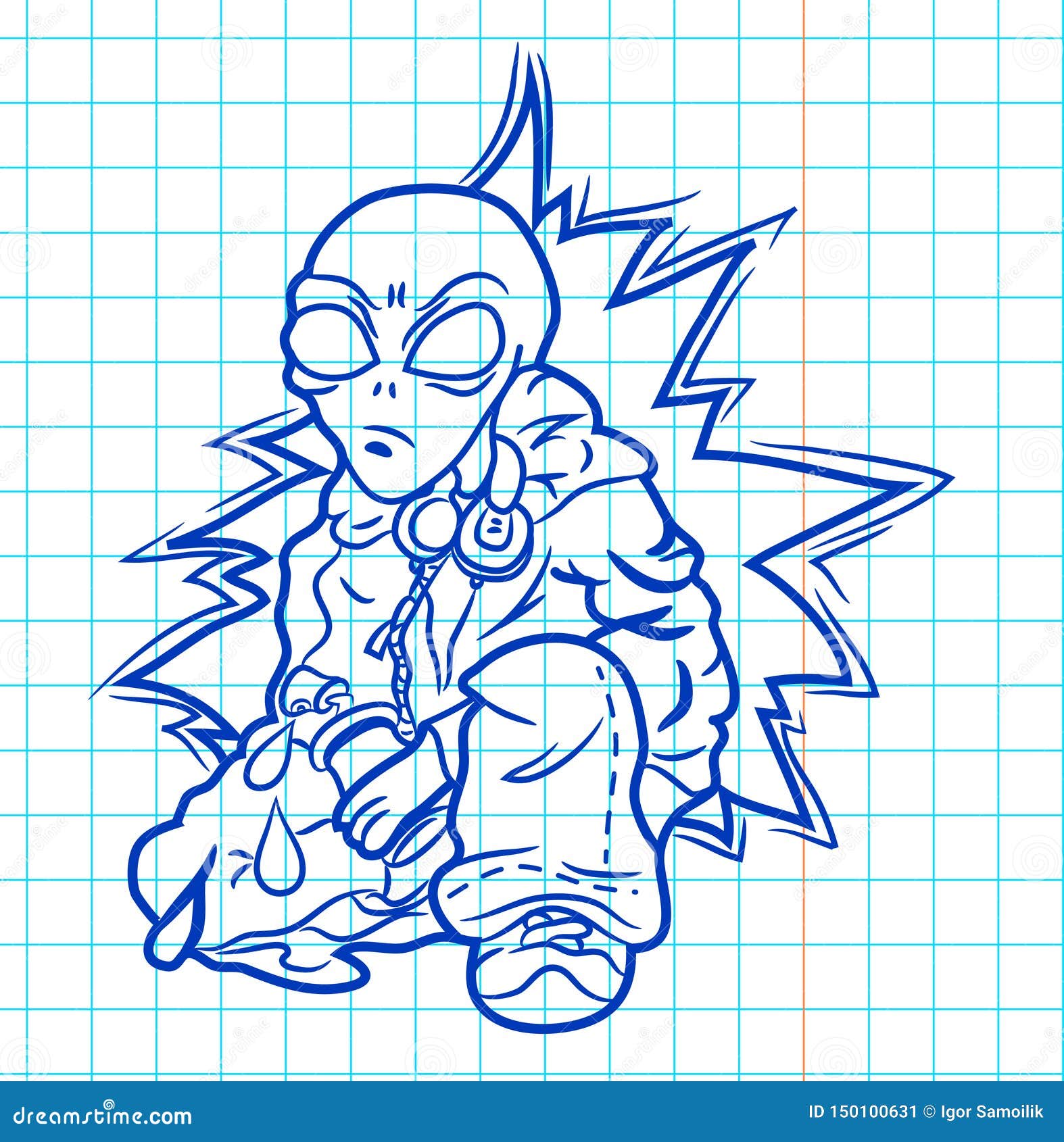 Alien Doodle Drawn on the Page Notebook. Vector Stock Vector ...