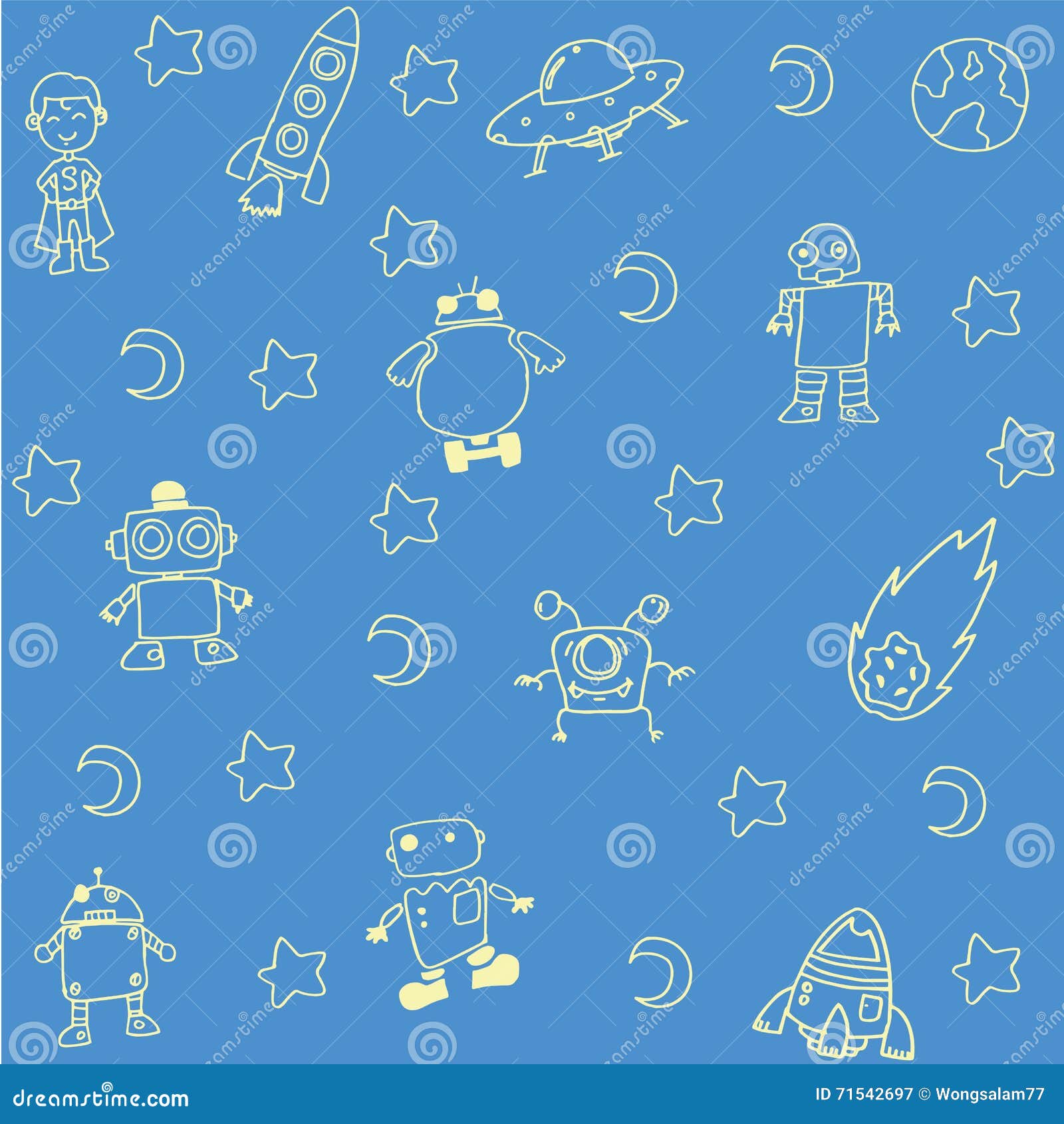 Alien Doodle Illustration Set Stock Vector - Illustration of characters ...