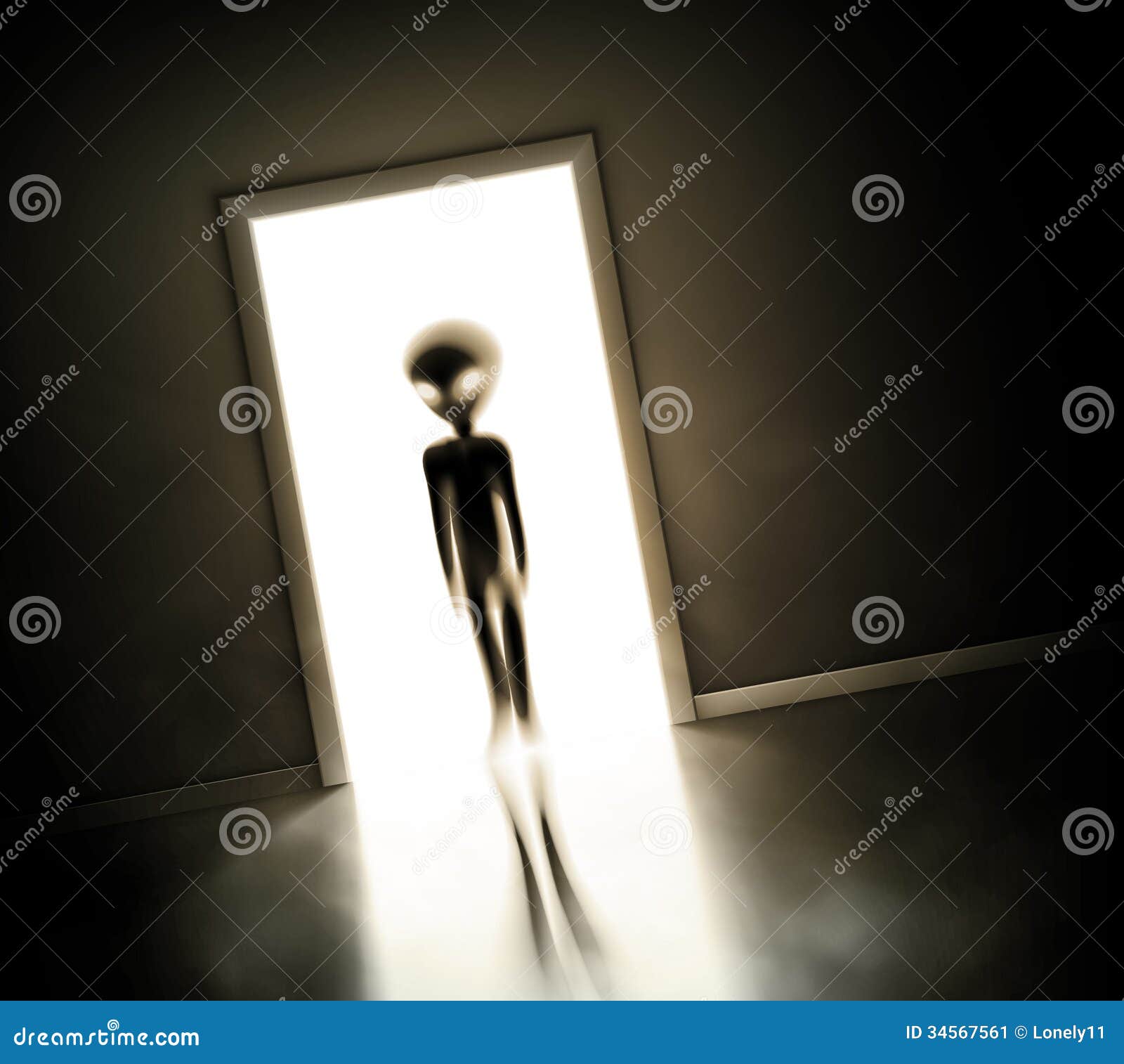 Alien at door stock vector. Illustration of future, dark - 34567561