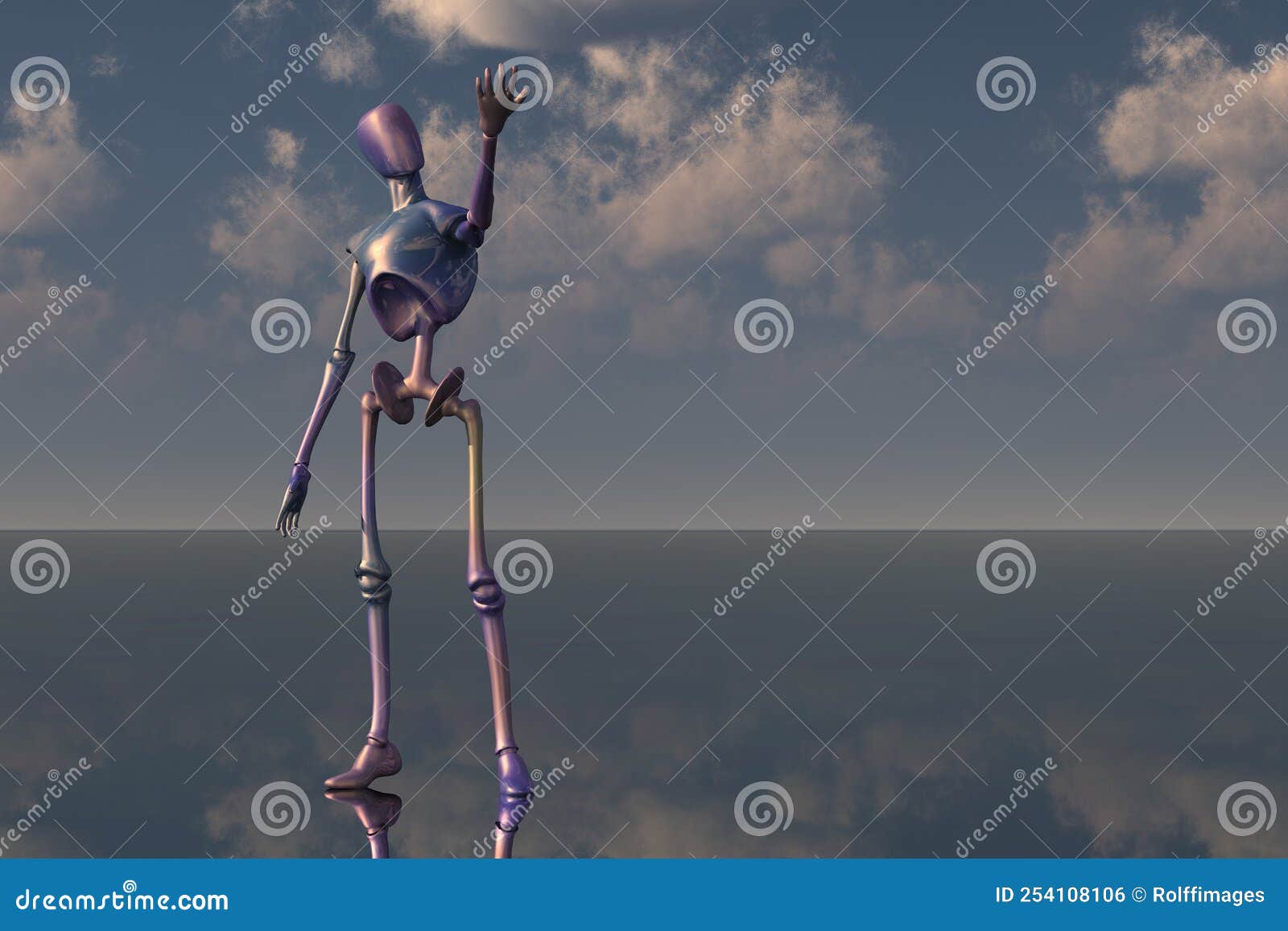 Alien Droid in Surreal Landscape Stock Illustration - Illustration of ...