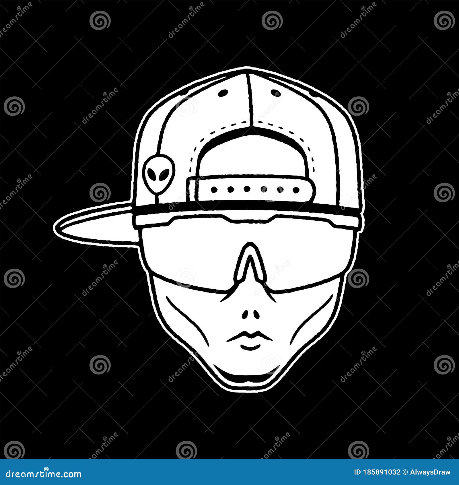 ALIEN DUDE in the CAP and SPORT SUNGLASSES WHITE BLACK Stock Vector ...