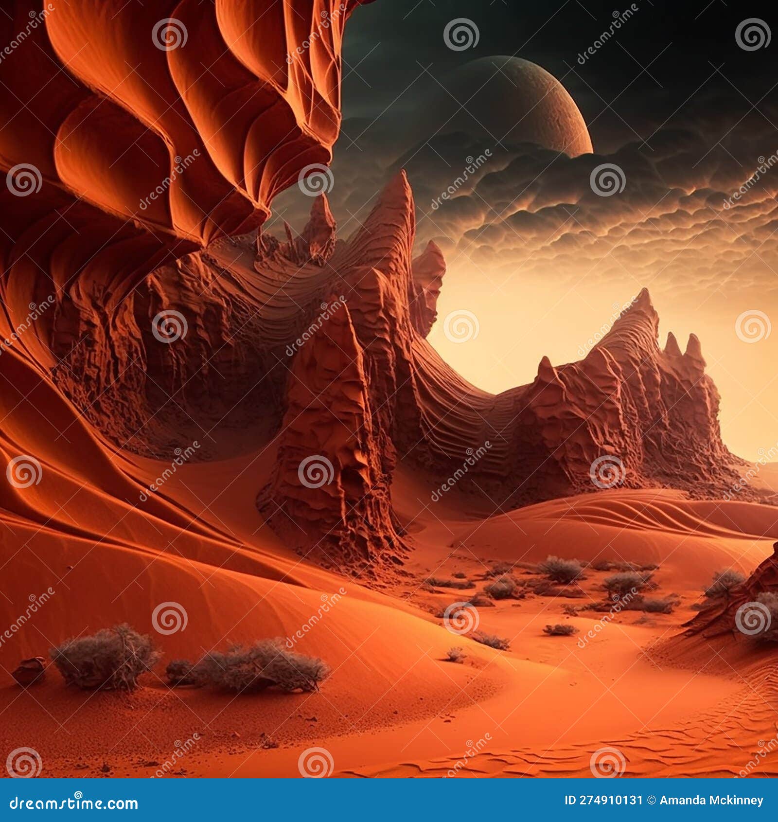 Alien Dystopian Planet Scenery. Ai Generated. Stock Illustration ...