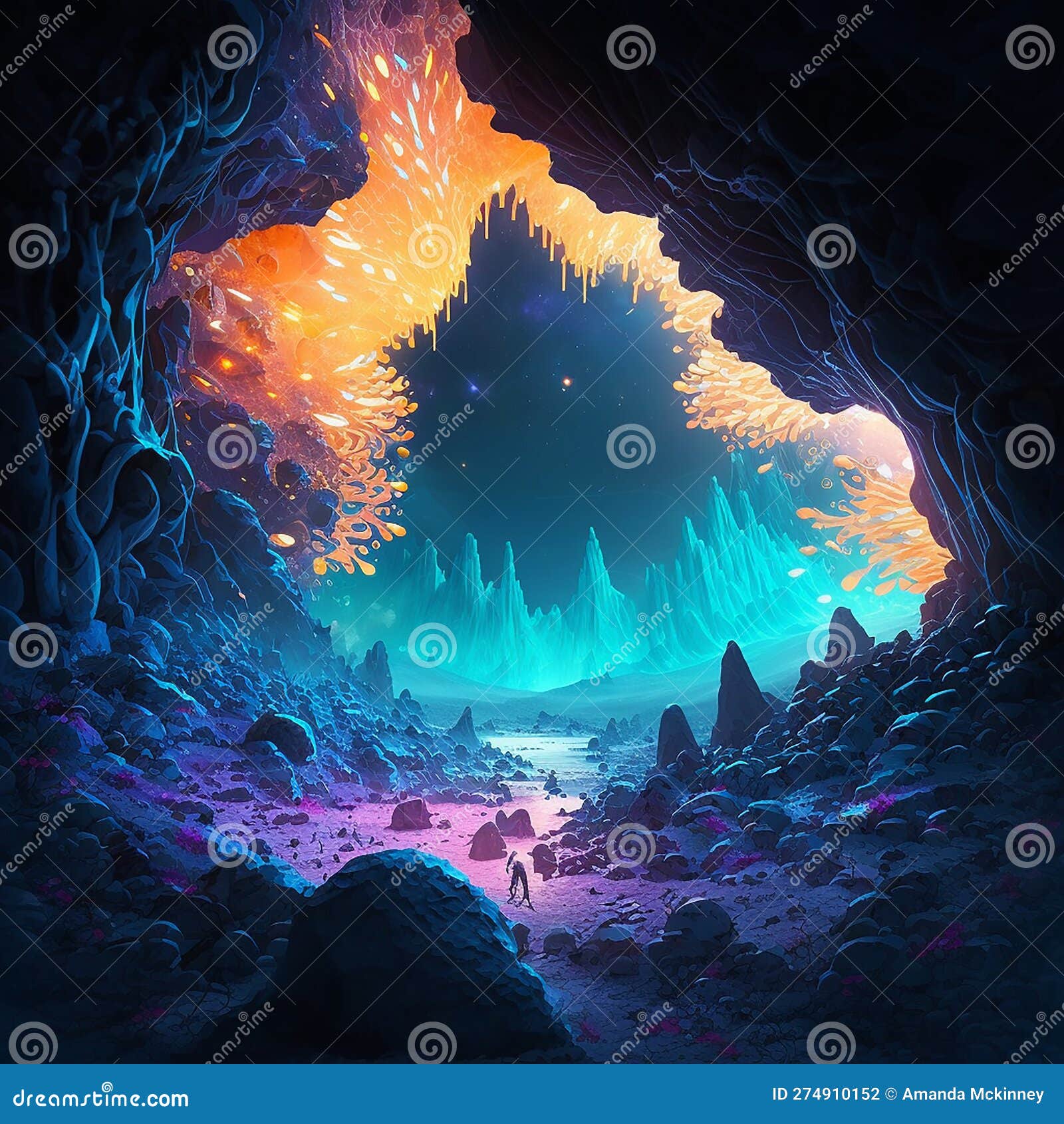 Alien Dystopian Planet Scenery. Ai Generated. Stock Illustration ...