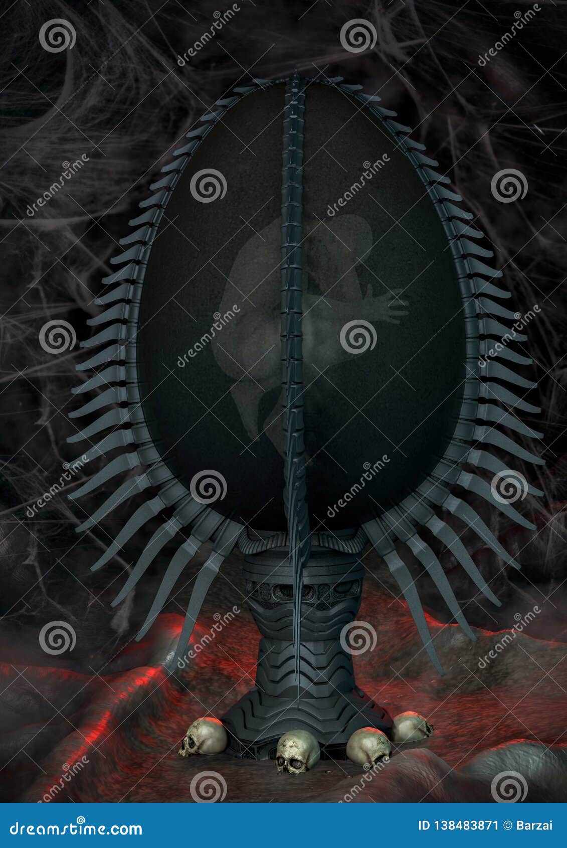 Alien Egg with a Man Inside. Stock Illustration - Illustration of ...