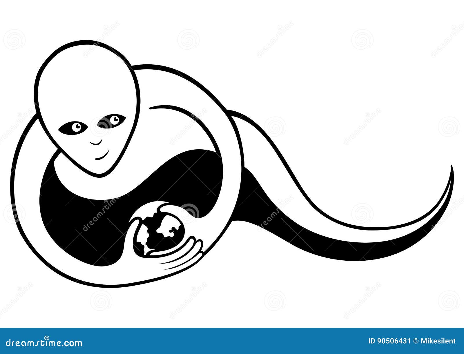 Alien emblem stock vector. Illustration of cartoon, abstract - 90506431