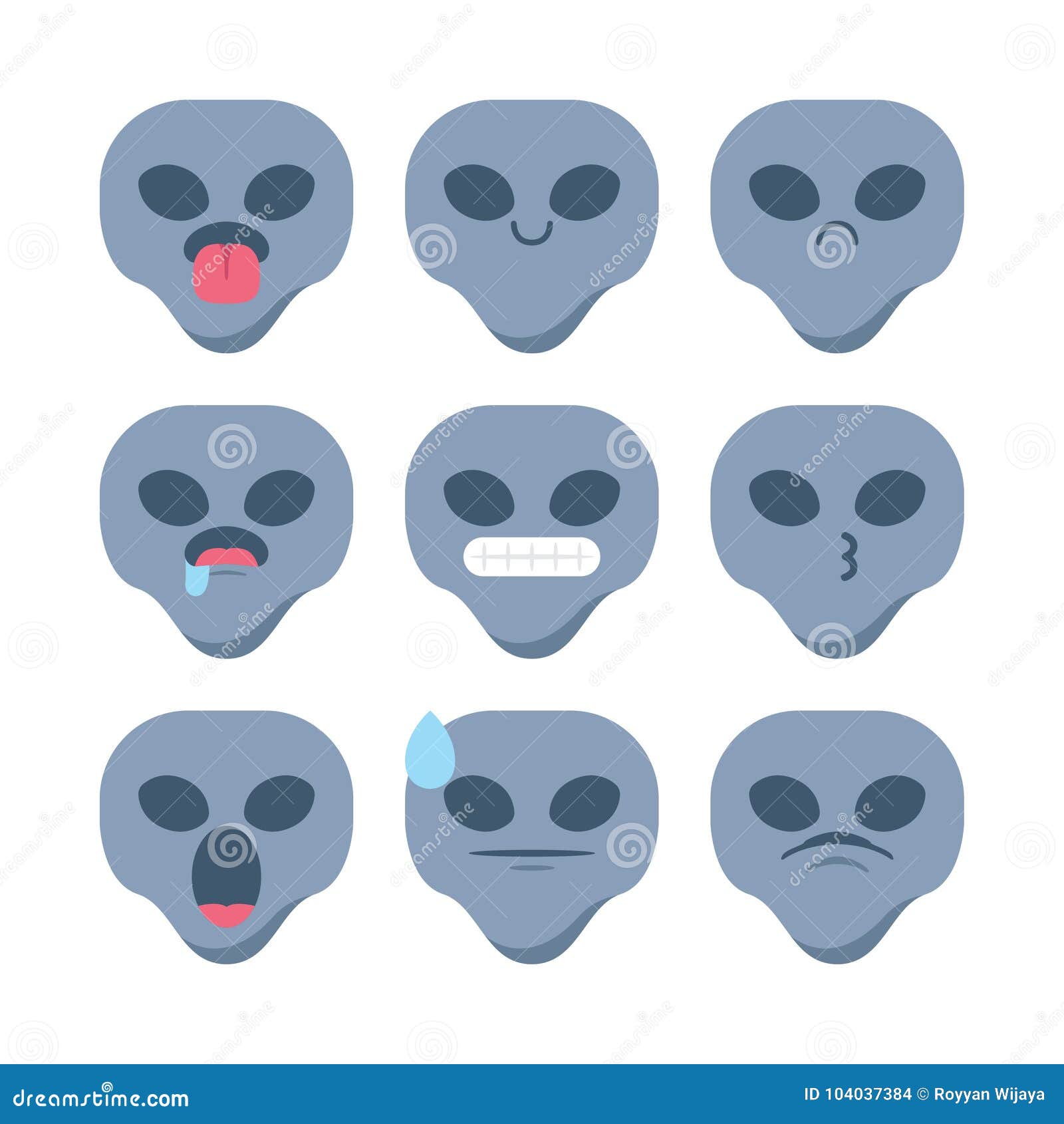 Alien Emojis Emoticon Smilley Expression Vector Illustration ...