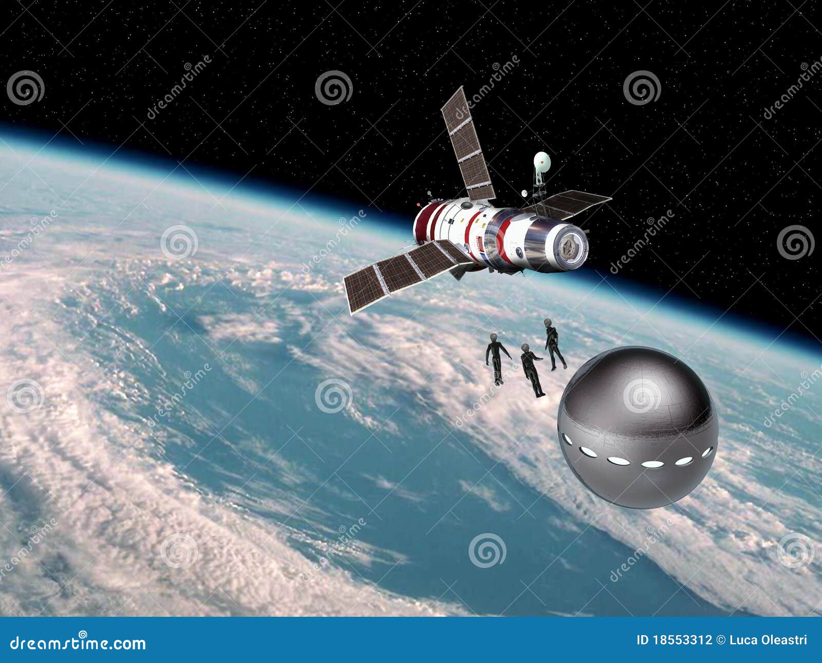 Alien encounter stock illustration. Illustration of galaxy - 18553312