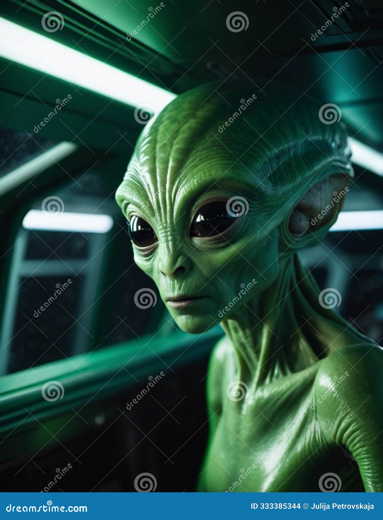 An Alien Encounter in the Void Aboard a Futuristic Spaceship during an ...