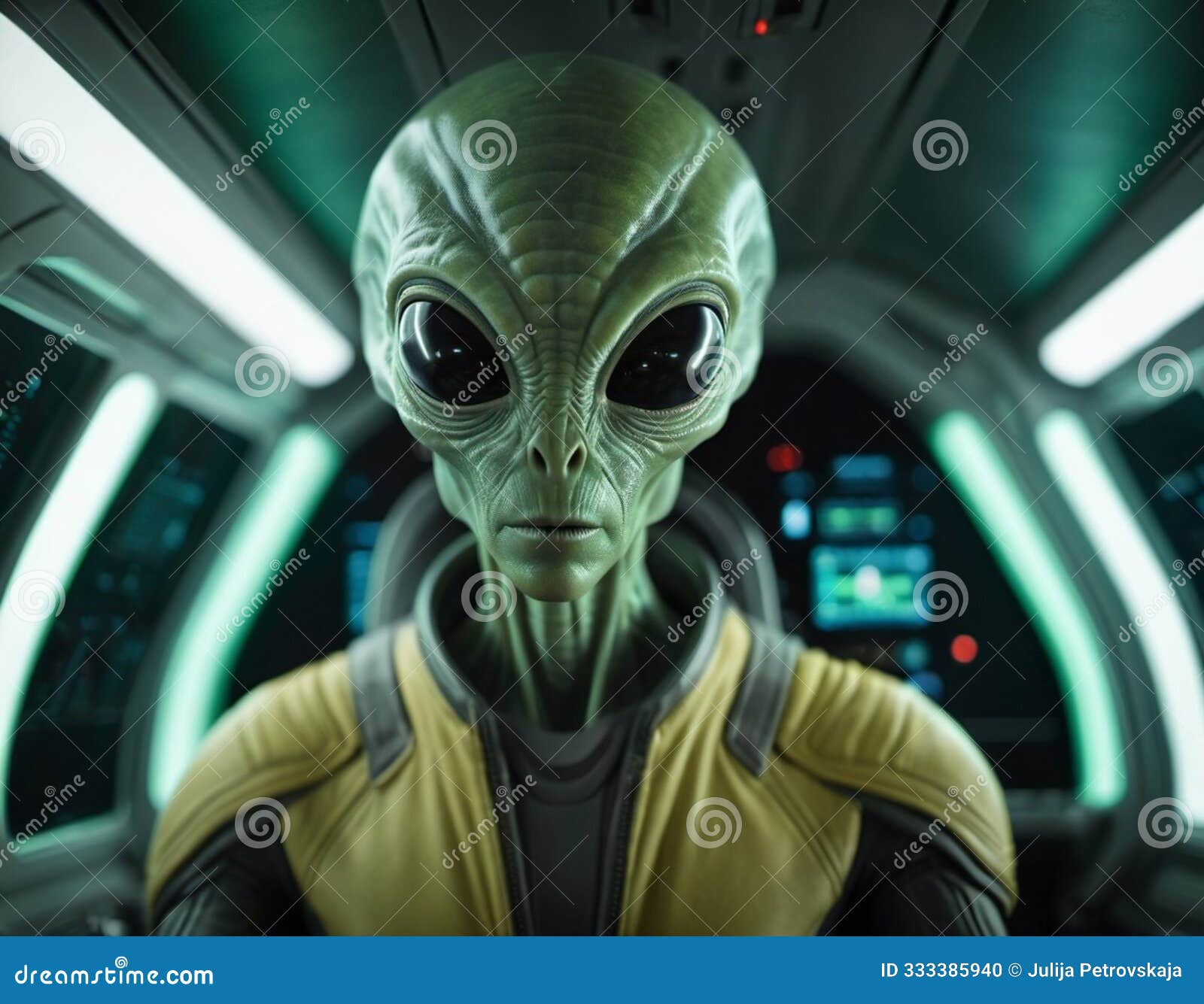 An Alien Encounter in the Void Aboard a Futuristic Spaceship during an ...