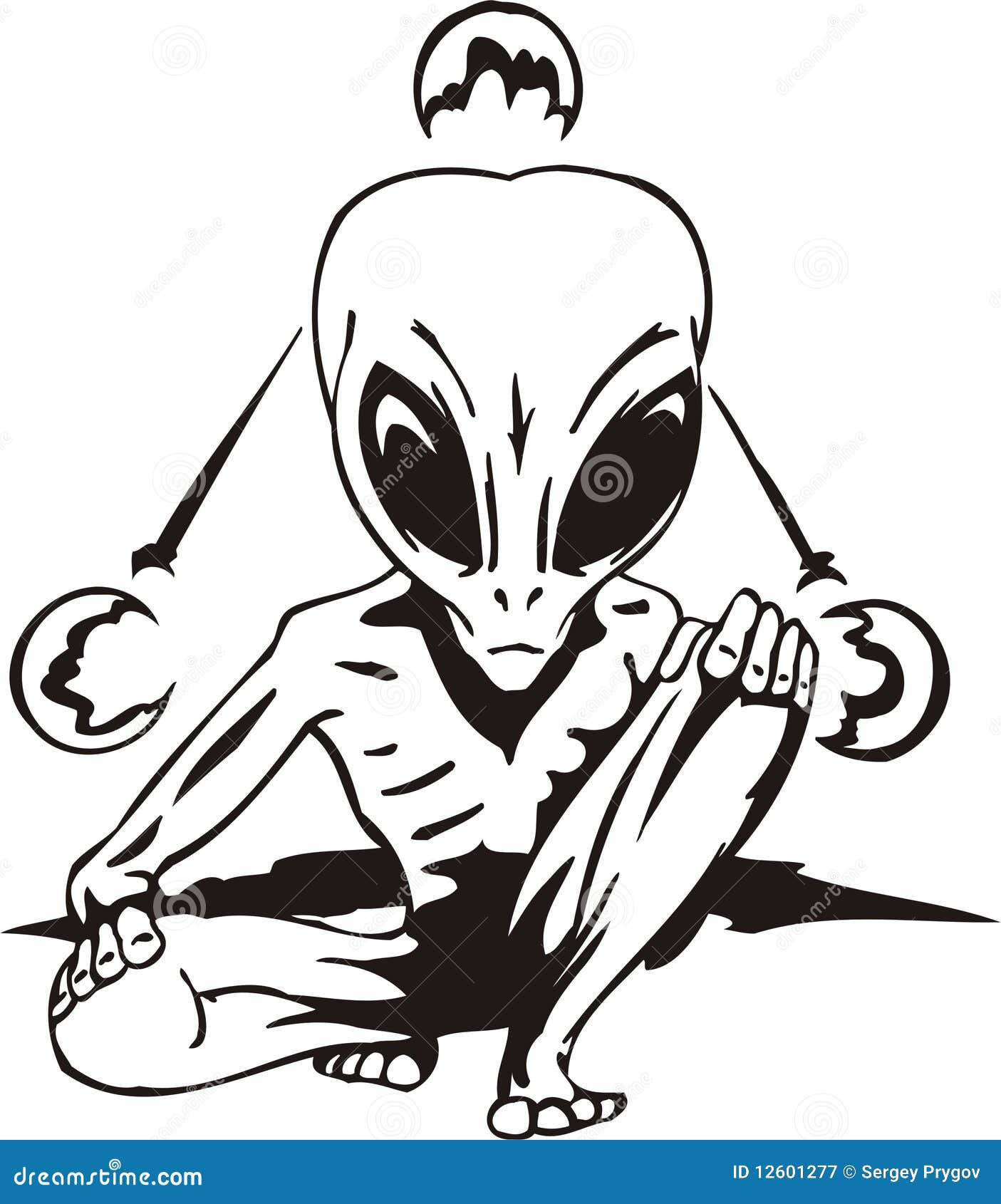 The Alien is Engaged in Yoga. Stock Vector - Illustration of ...