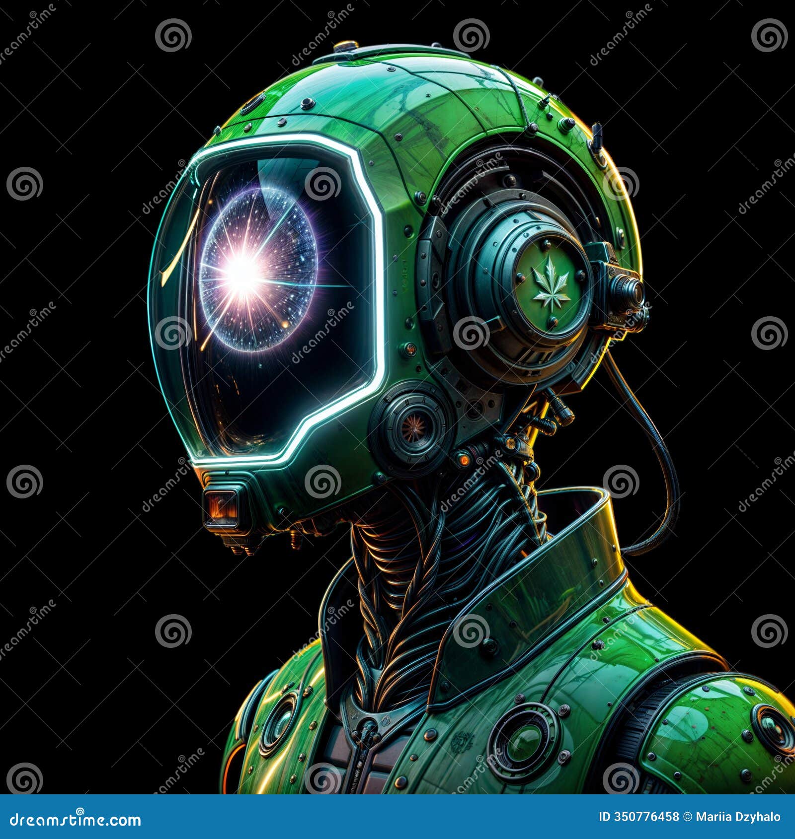 Alien Entity in a Spacesuit Stock Illustration - Illustration of green ...