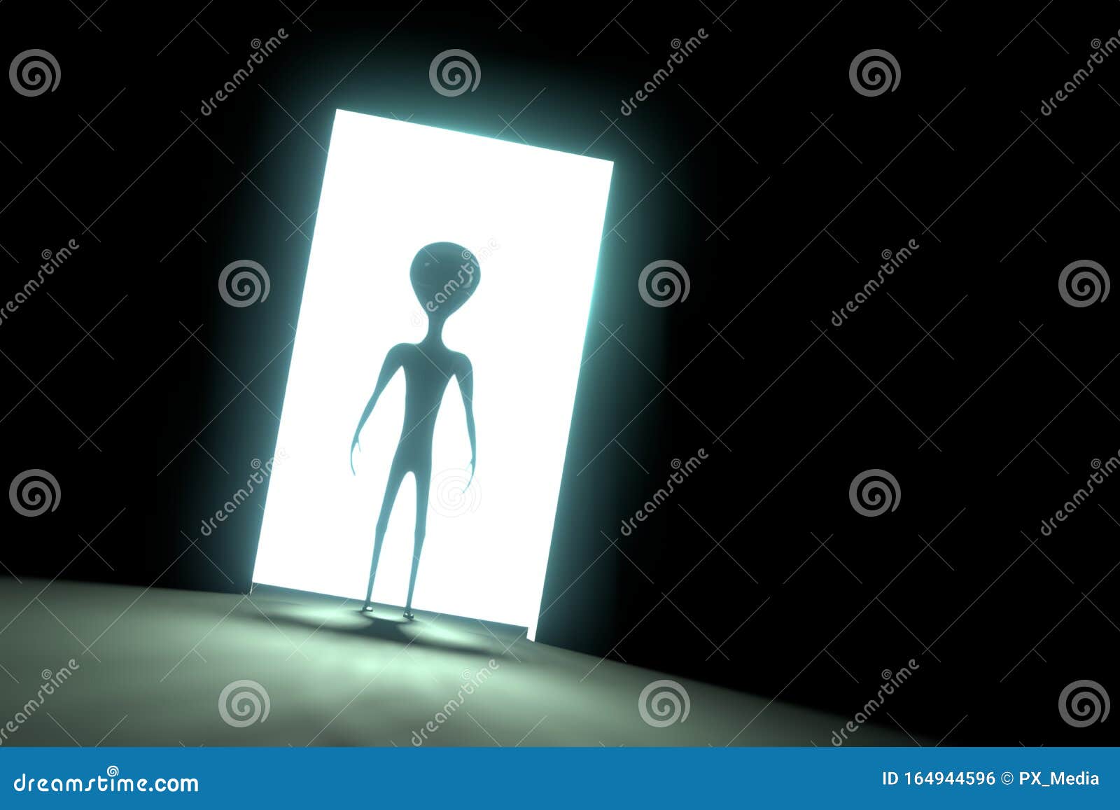 Alien/ Extraterrestrial, Door with Light - 3D Rendering Stock ...
