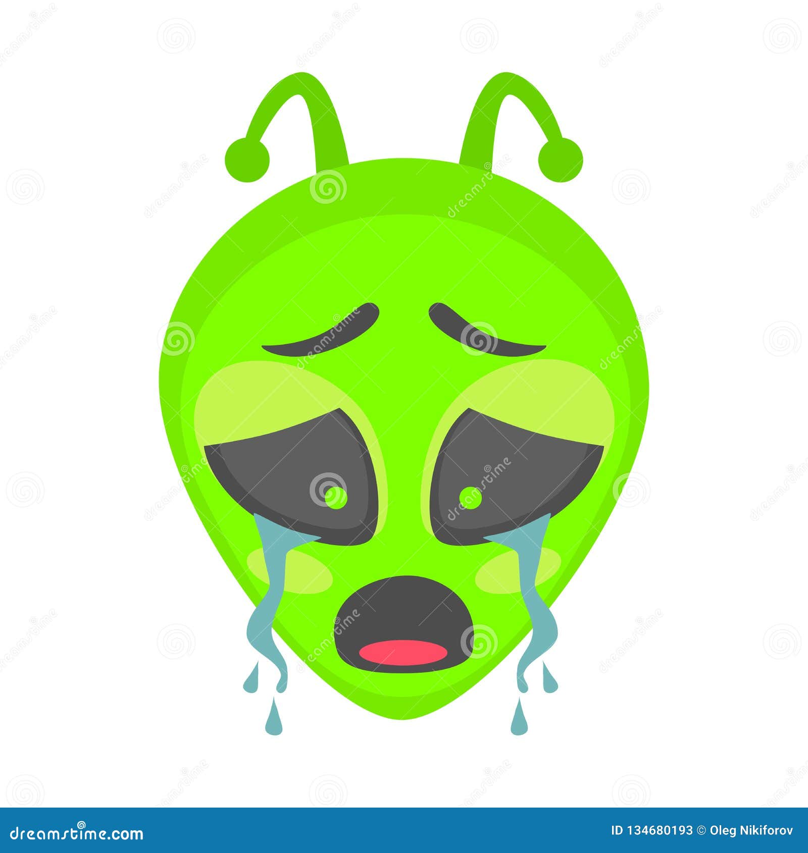 Alien head - Crying stock illustration. Illustration of emoji - 134680193