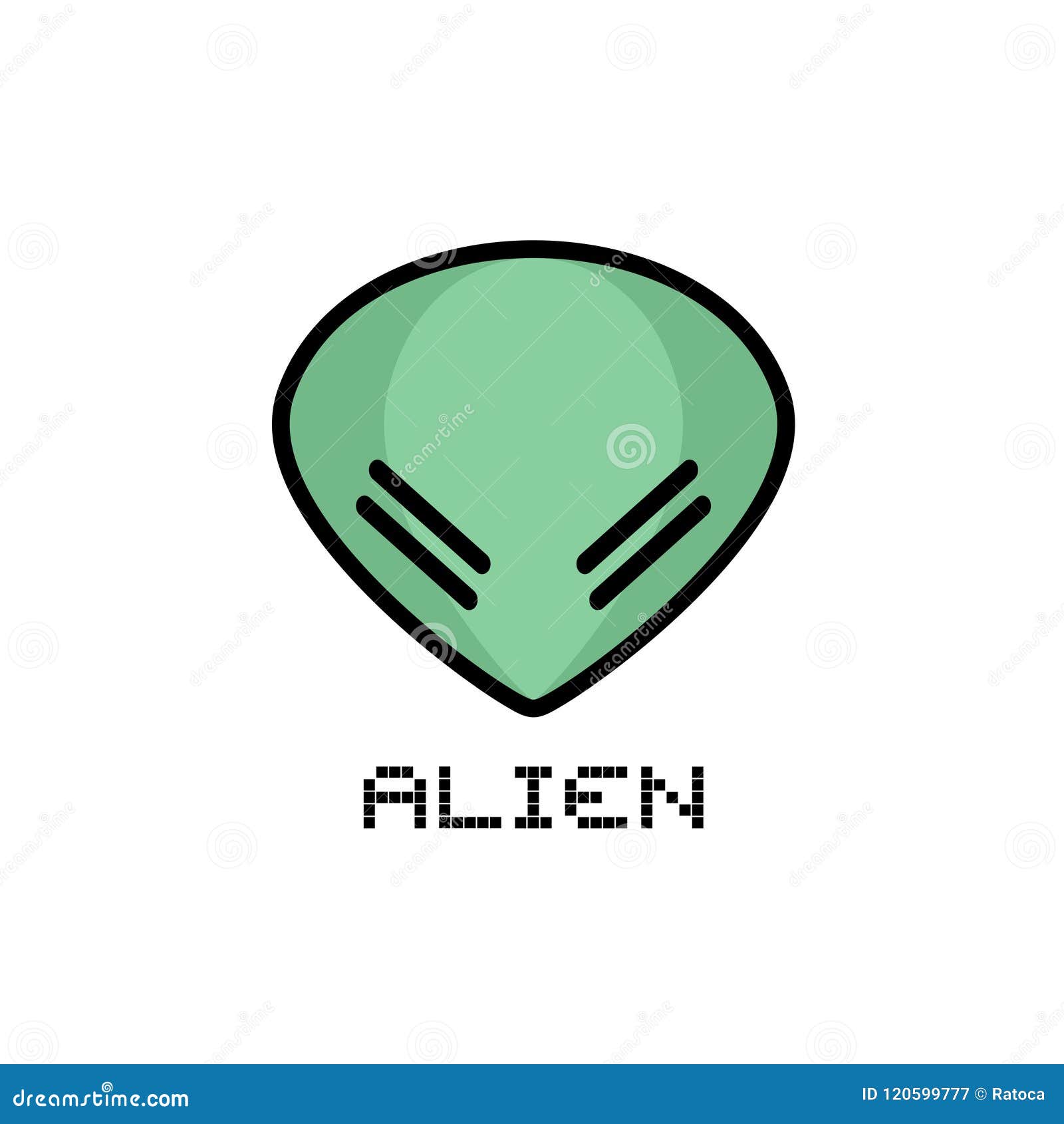 Alien face icon stock vector. Illustration of green - 120599777