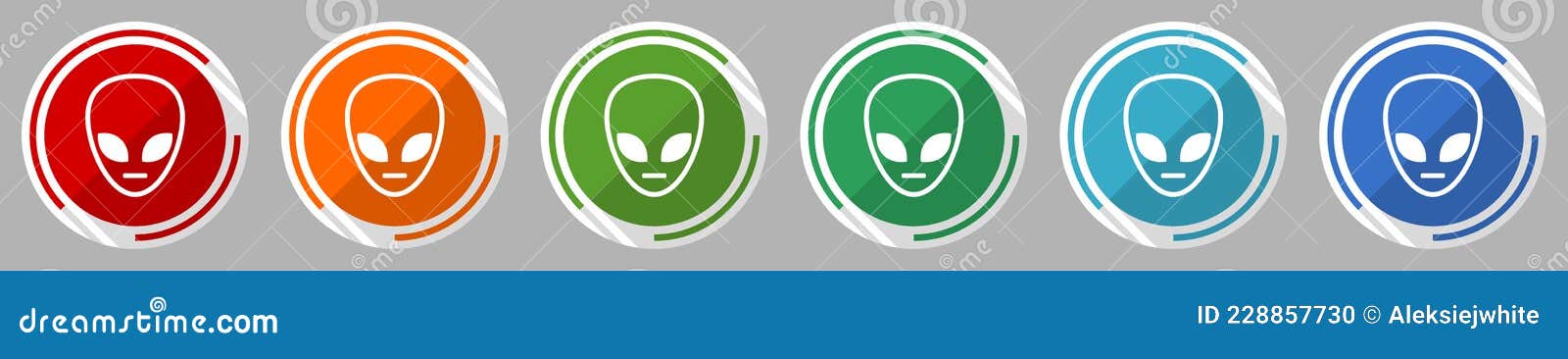 Alien Face Icon Set, Vector Illustration in 6 Colors Options for ...