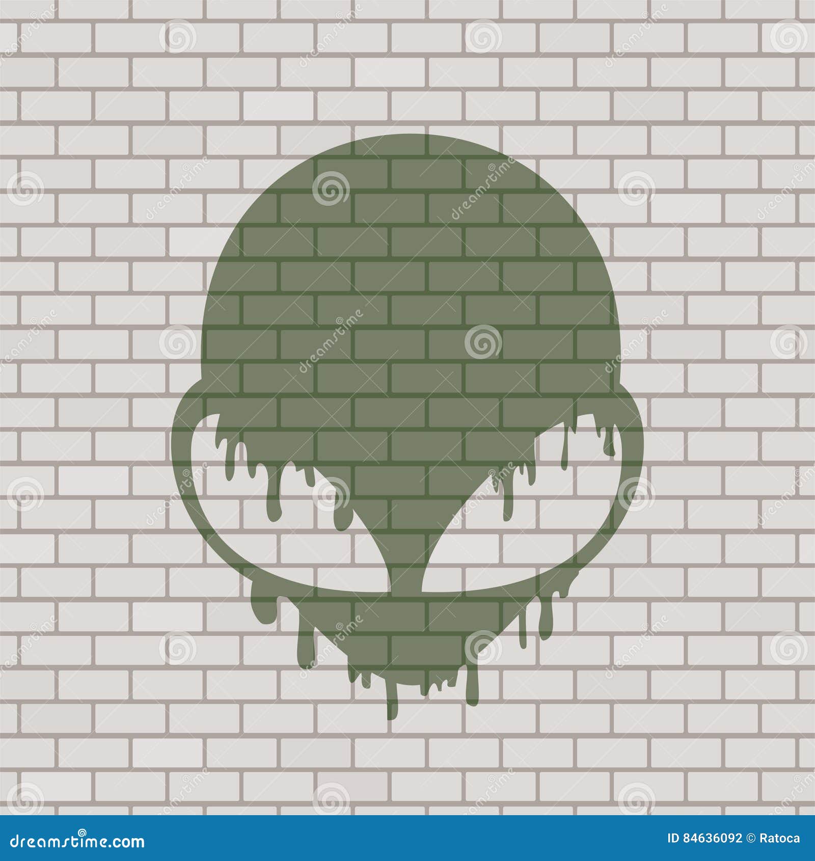 Alien Face Illustration in Brick Wall Stock Illustration - Illustration ...