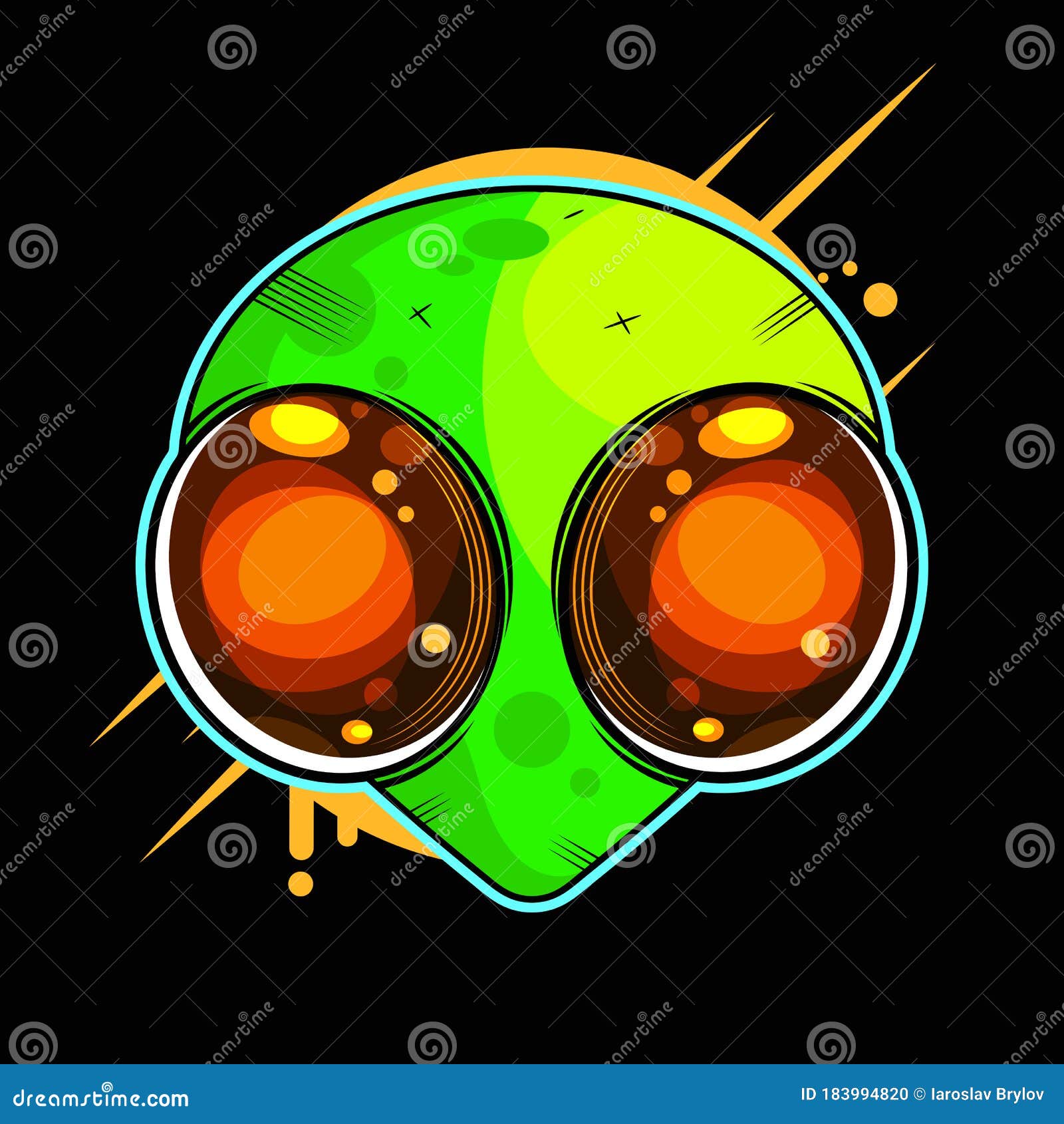 Alien Face with Large Eyes. Extraterrestrial Humanoid Head Vector Stock ...