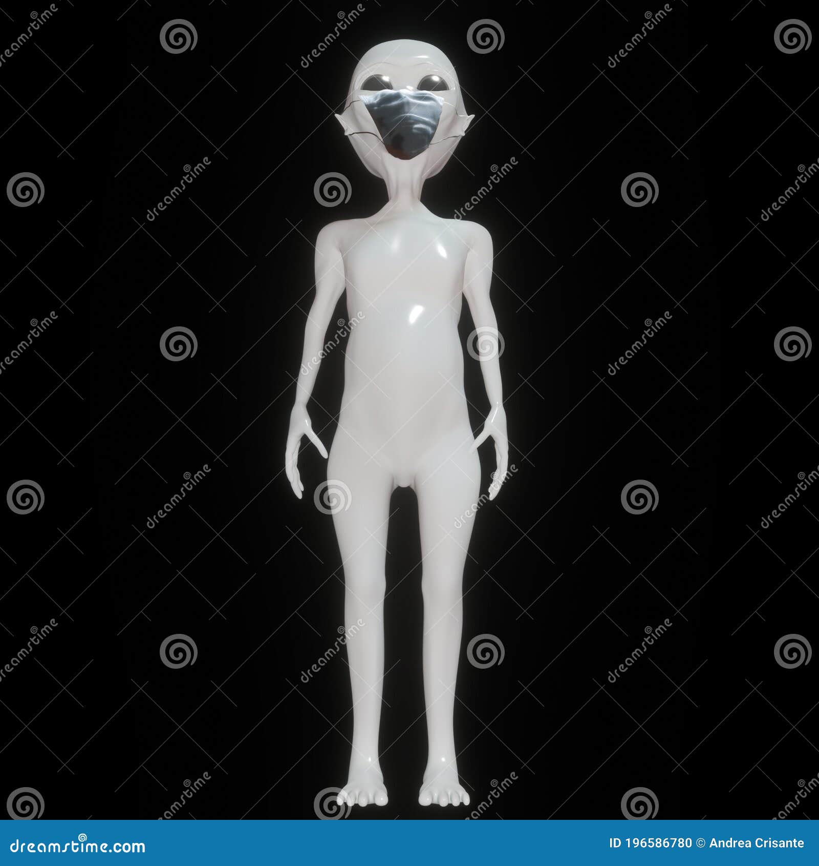 Alien with Face Mask Posing in the Dark Stock Illustration ...