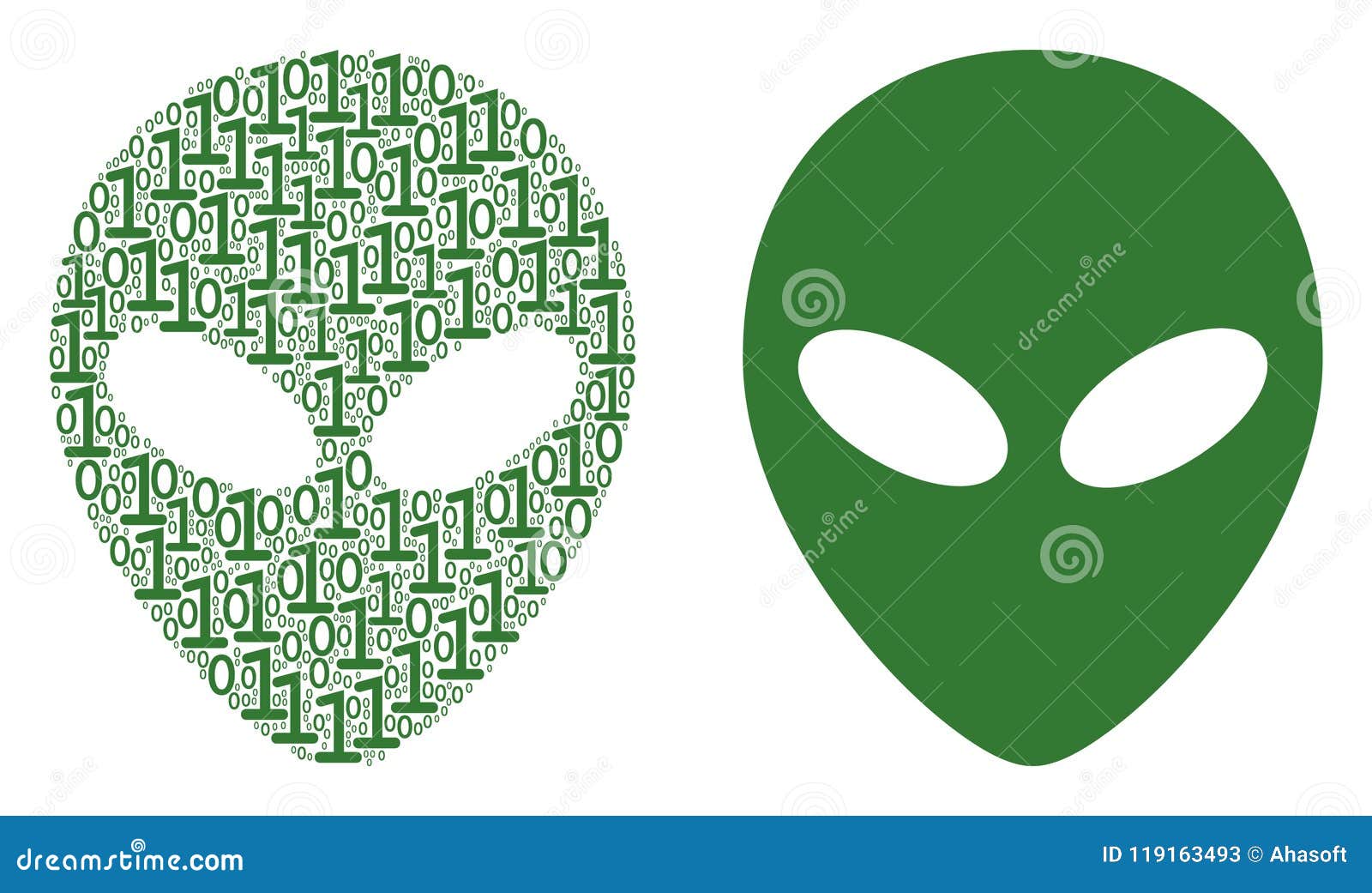 Alien Face Mosaic of Binary Digits Stock Vector - Illustration of ...