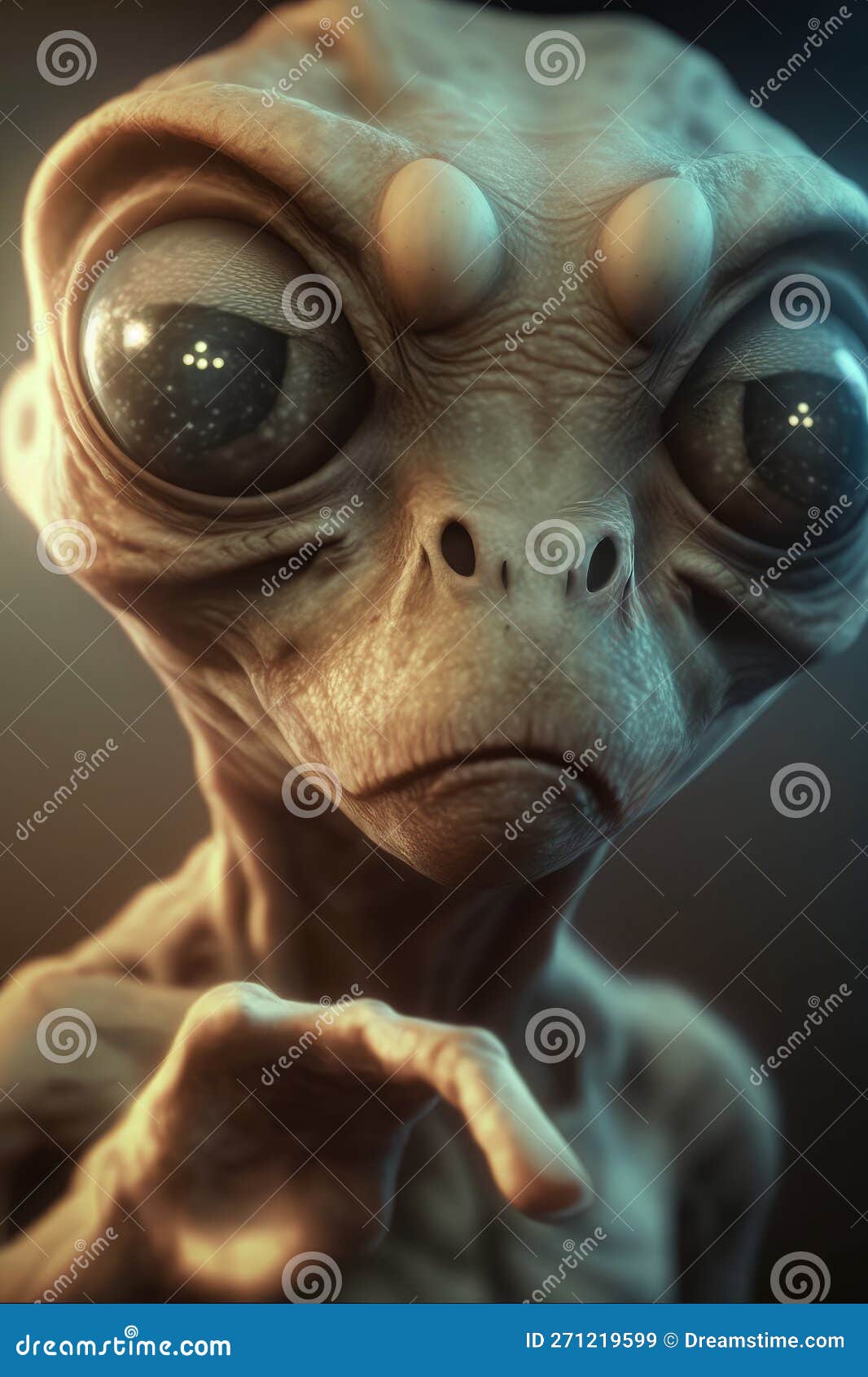 Alien Face, Portrait with Large Eyes and Small Lips Stock Illustration ...