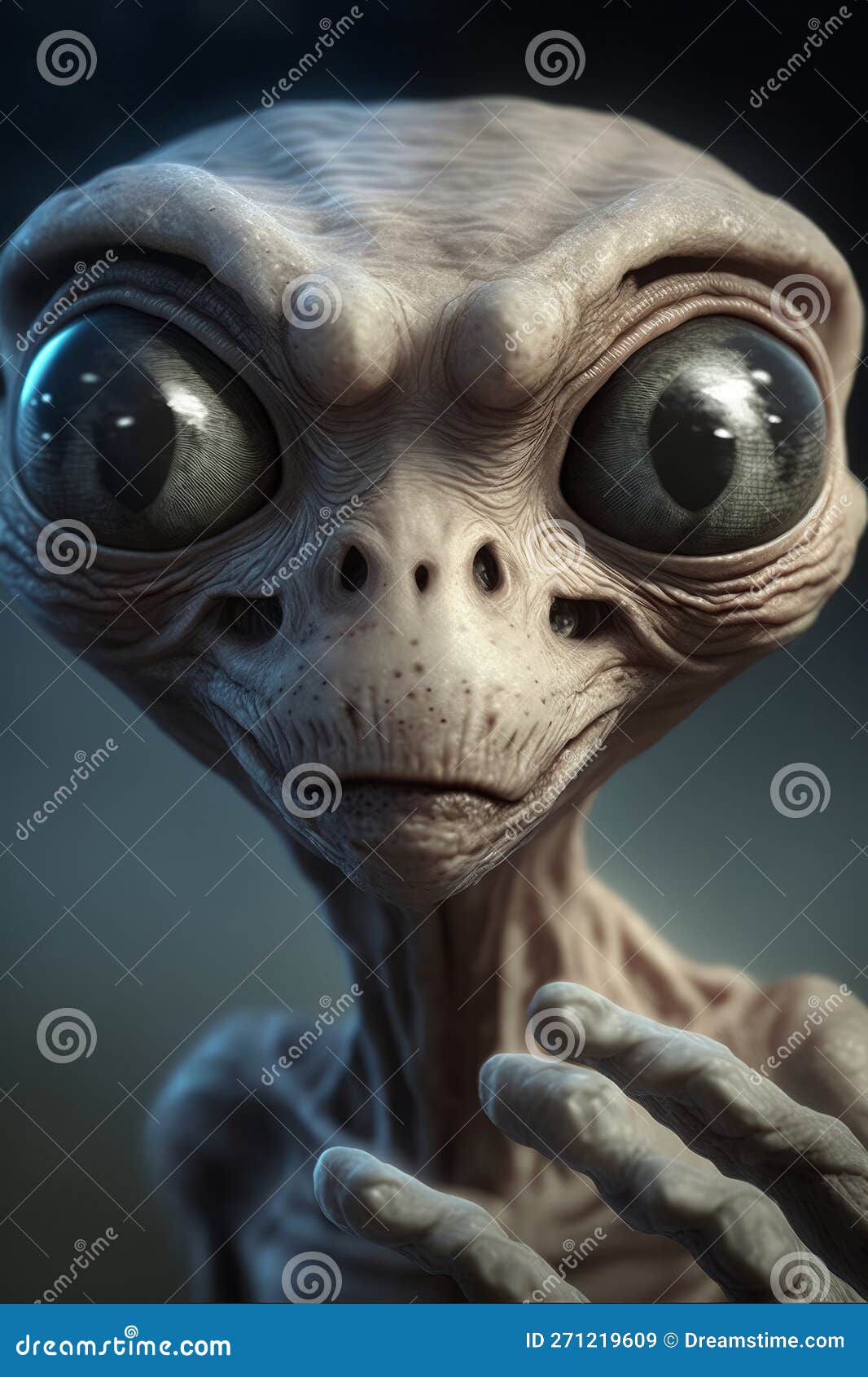 Alien Face, Portrait with Large Eyes and Small Lips Stock Illustration ...