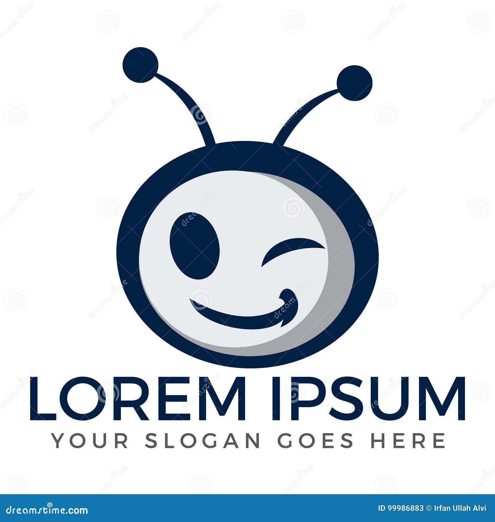 Alien Face Vector Logo Design Template . Stock Vector - Illustration of ...