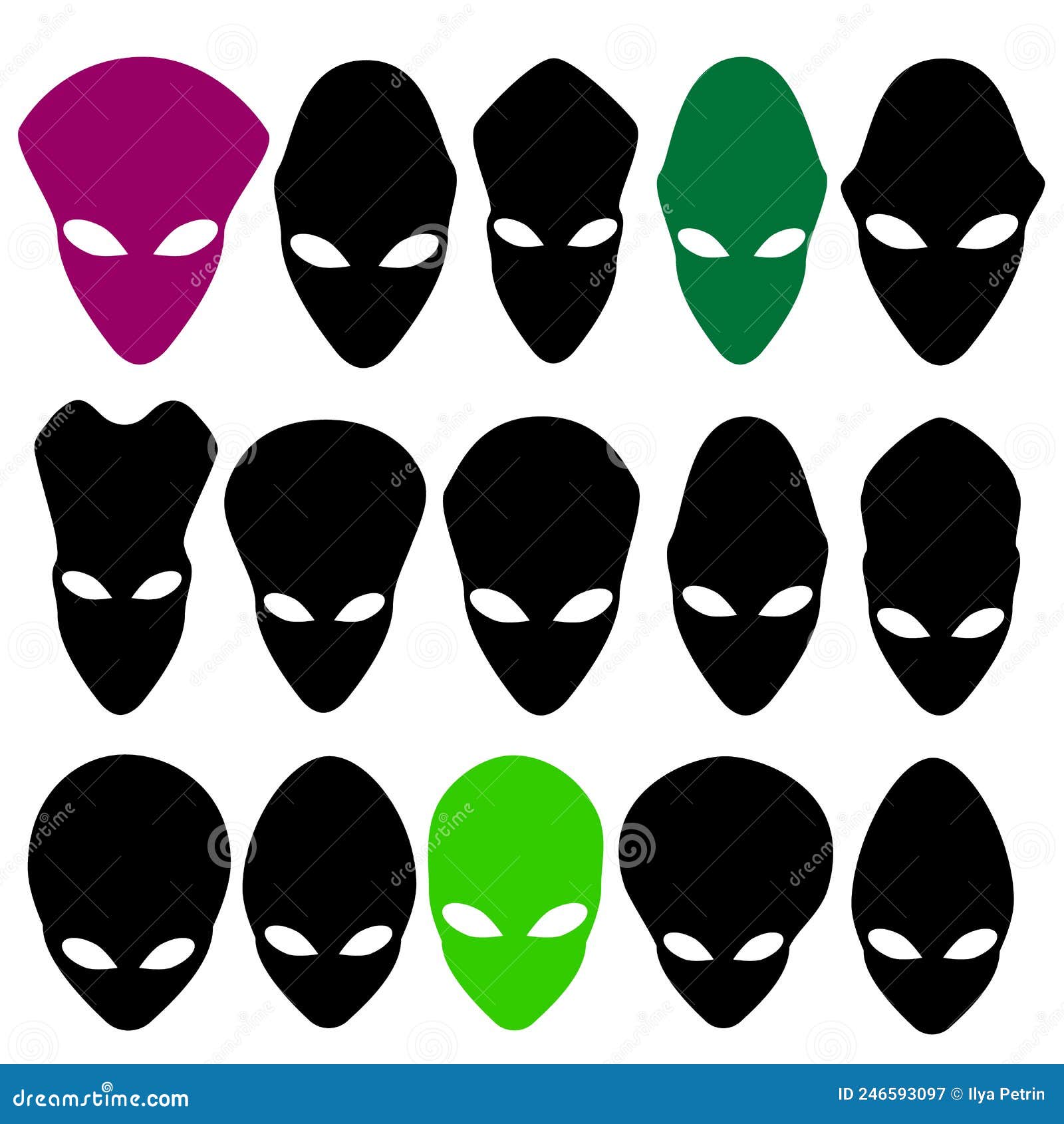 Alien faces stock vector. Illustration of retro, aliens - 246593097