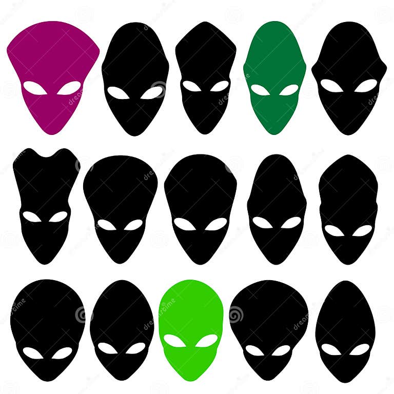 Alien faces stock vector. Illustration of retro, aliens - 246593097