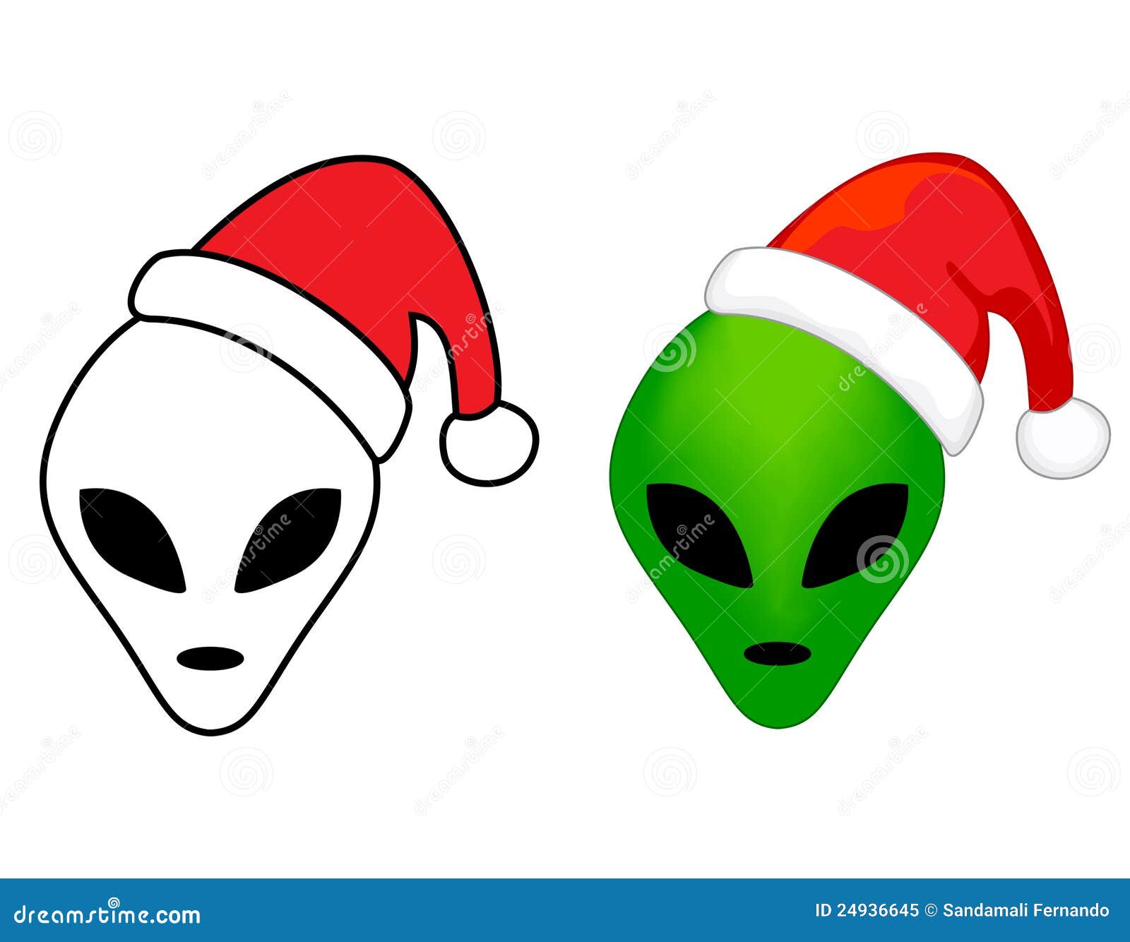 Alien faces with santa hat stock illustration. Illustration of cosmos ...