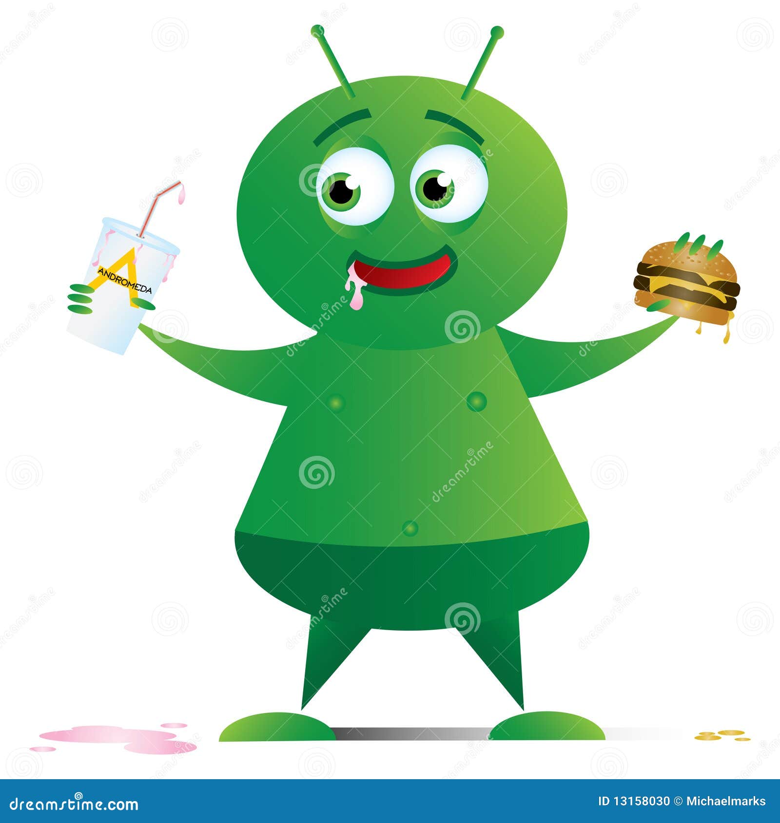 Alien with Fast Food_01 stock vector. Illustration of spilled - 13158030
