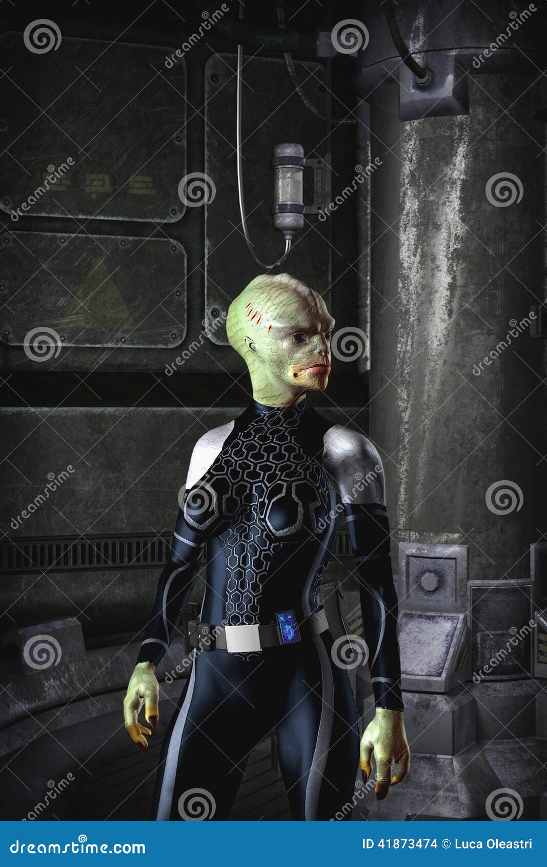 Female Aliens Posing In Futuristic Space Suit Stock Illustration ...