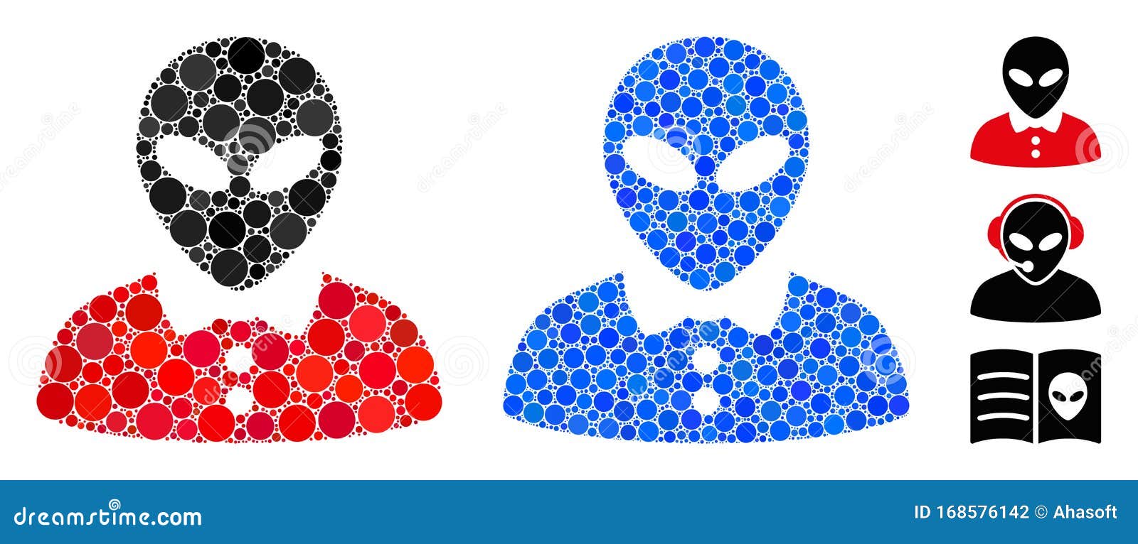 Alien Female Mosaic Icon of Round Dots Stock Vector - Illustration of ...